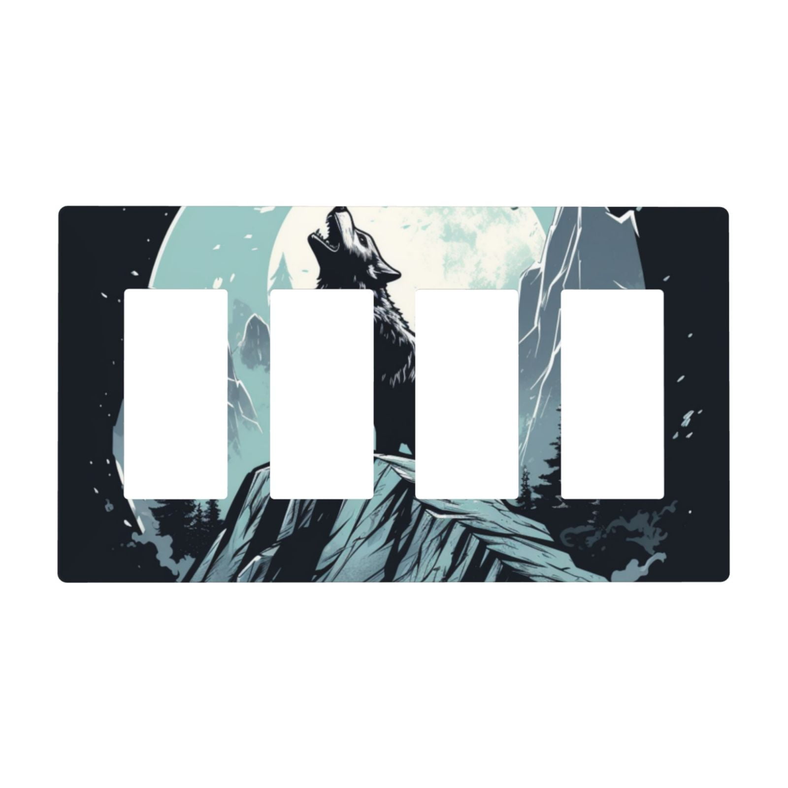 Wolf Switch Cover Decorative Wall Plate / 4-Gang Screwless / Standard ...