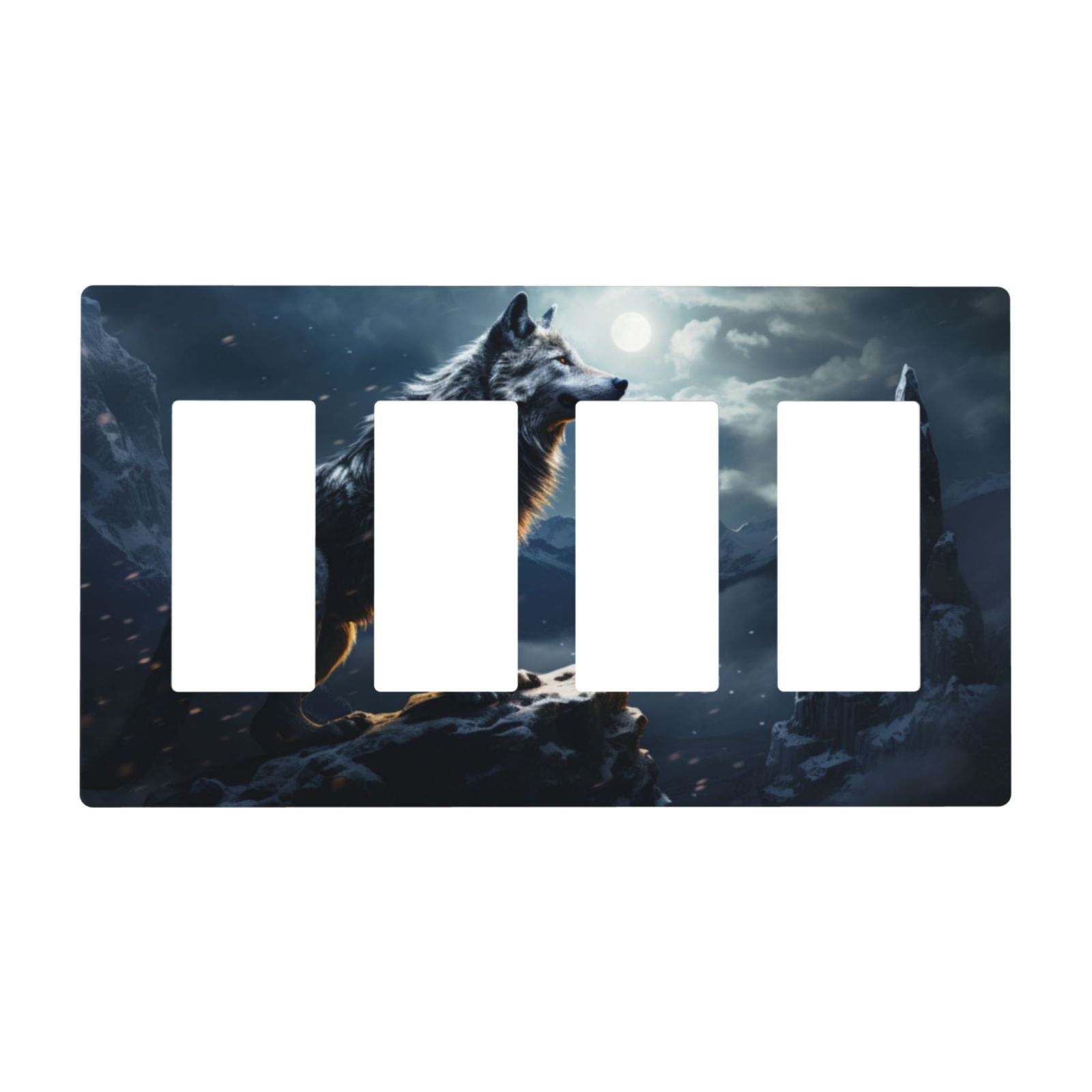 Wolf Switch Cover Decorative Wall Plate / 4-Gang Screwless / Standard ...