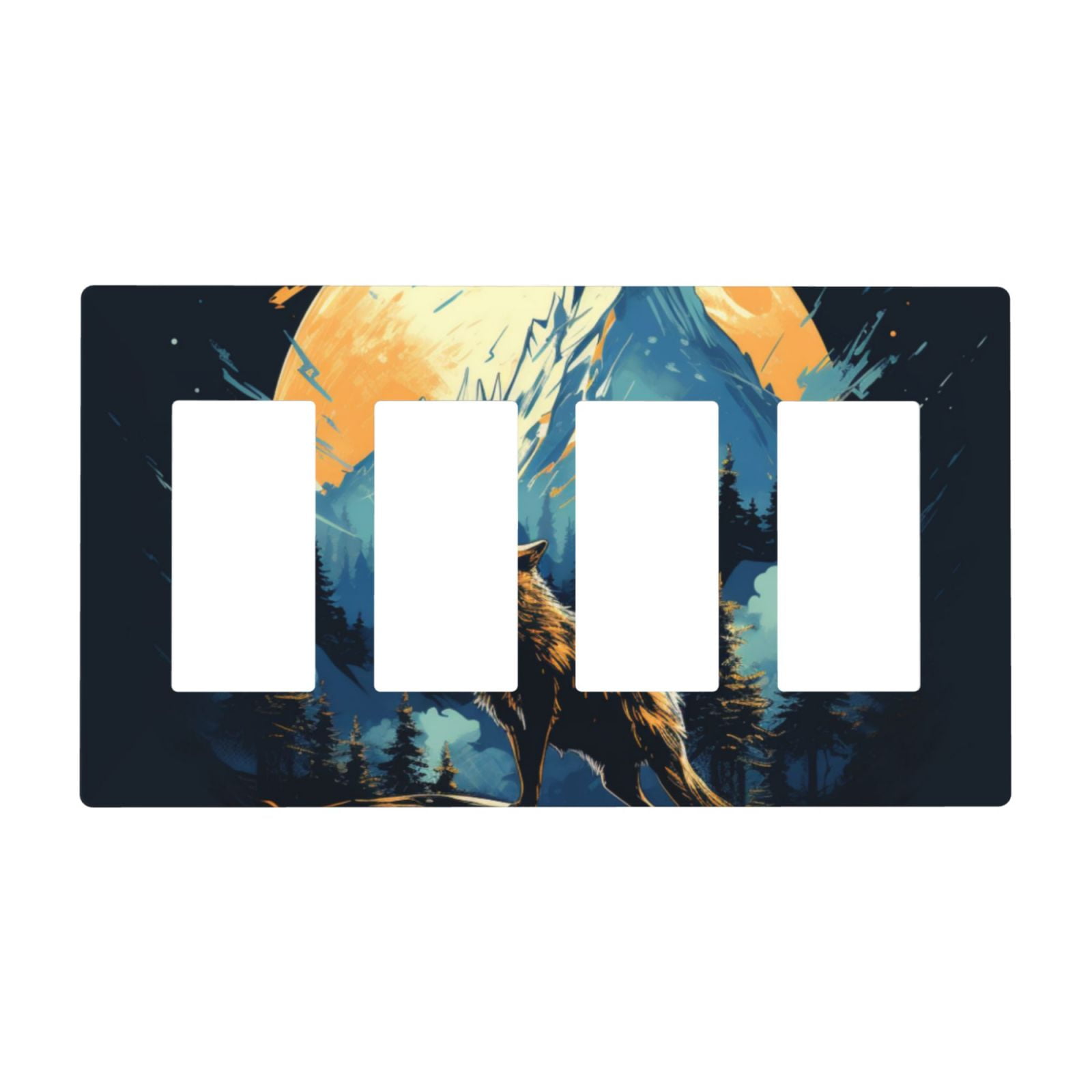 Wolf Switch Cover Decorative Wall Plate / 4-Gang Screwless / Standard ...