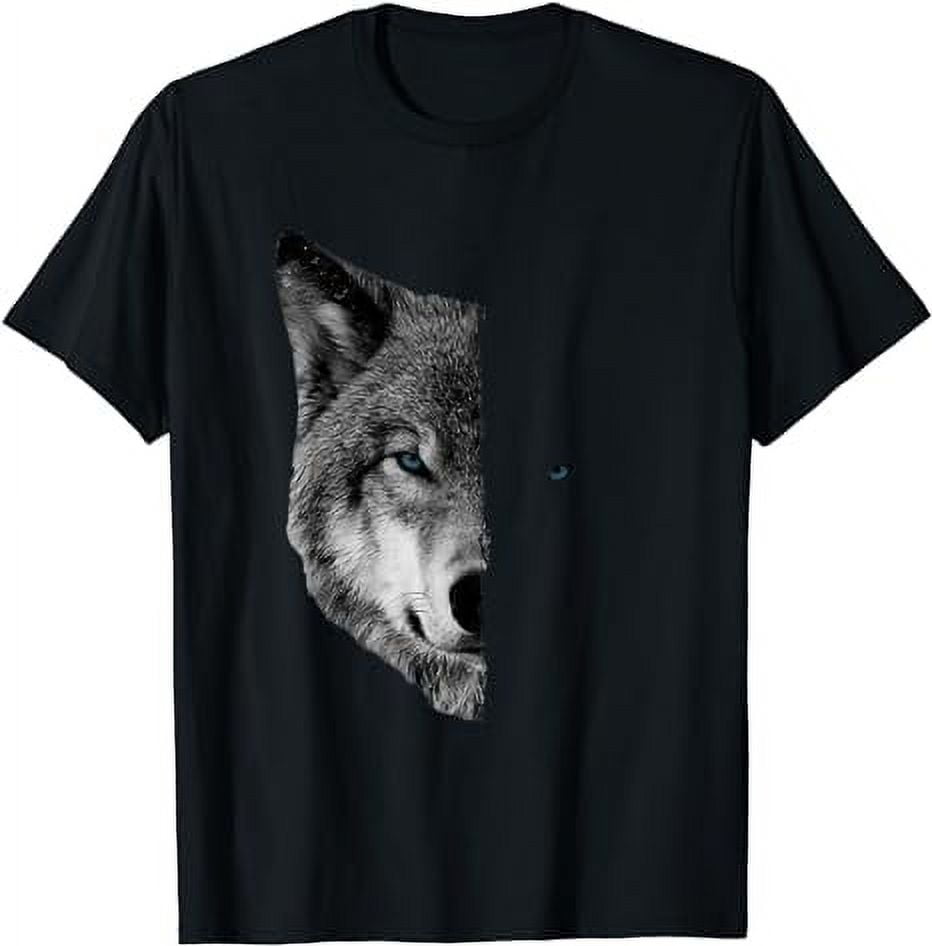 Wolf T-Shirts - Split Face Wolf Shirts Magical Wolves Tee - Walmart.com