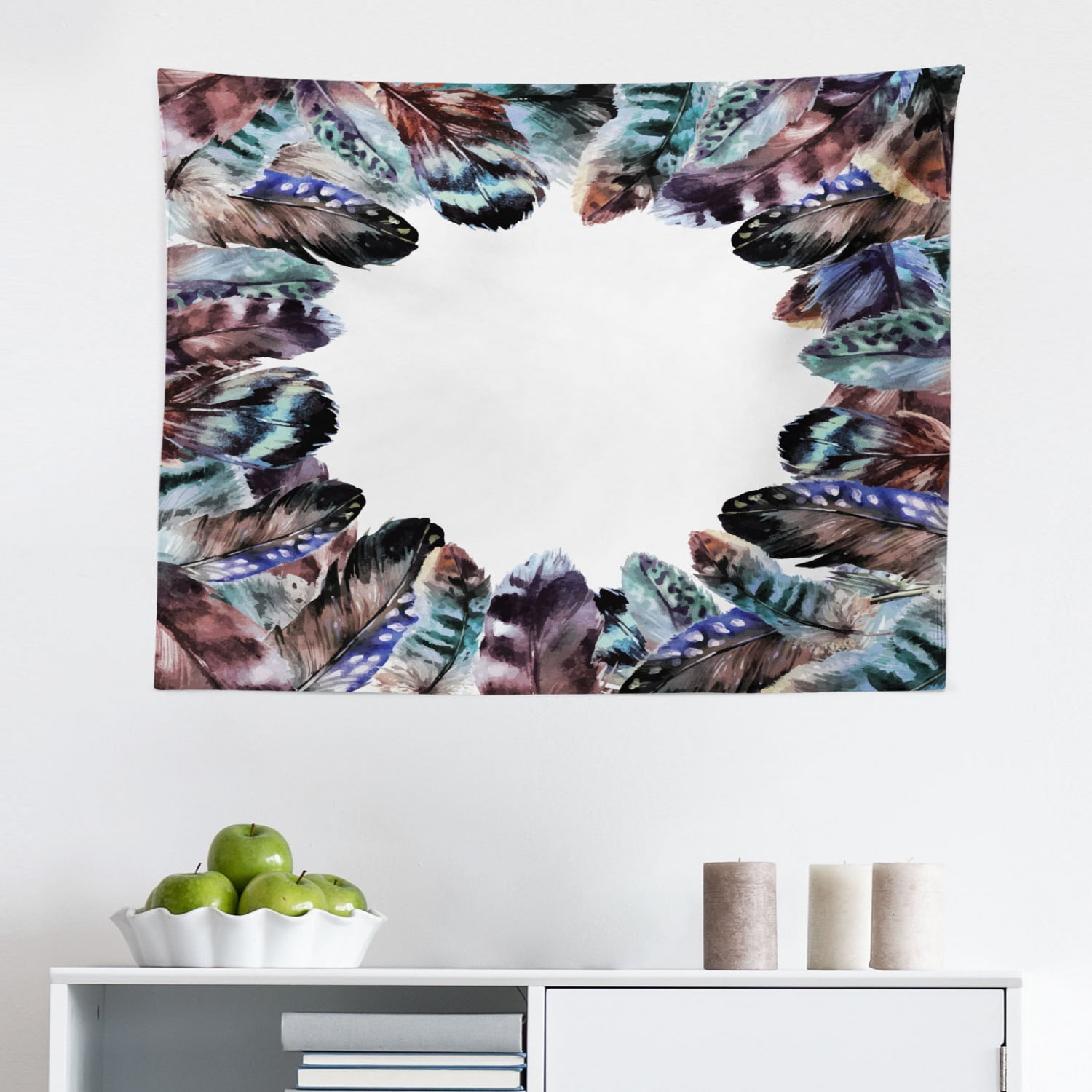 Wolf Tapestry, Pattern of Floral Head Portrait of Siberian Husky Dog ...