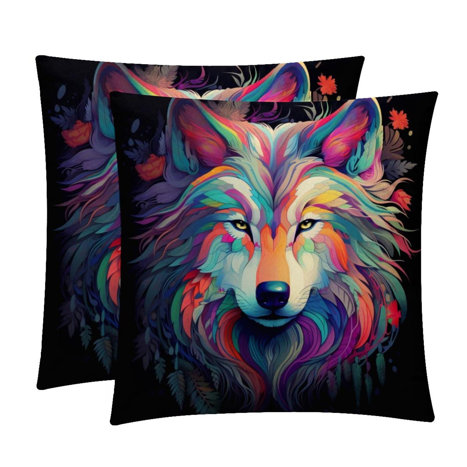 Wolf Throw Pillow Covers Set of 2 with Unique Patterns | Chair Pillow ...
