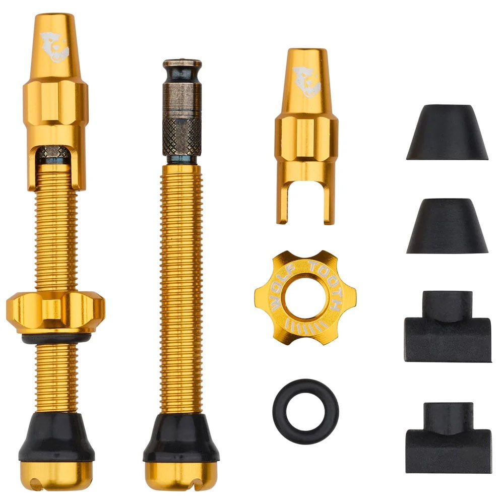 Wolf Tooth Components Tubeless Valve Stem Kit, Clik Valve, 44mm, Gold ...