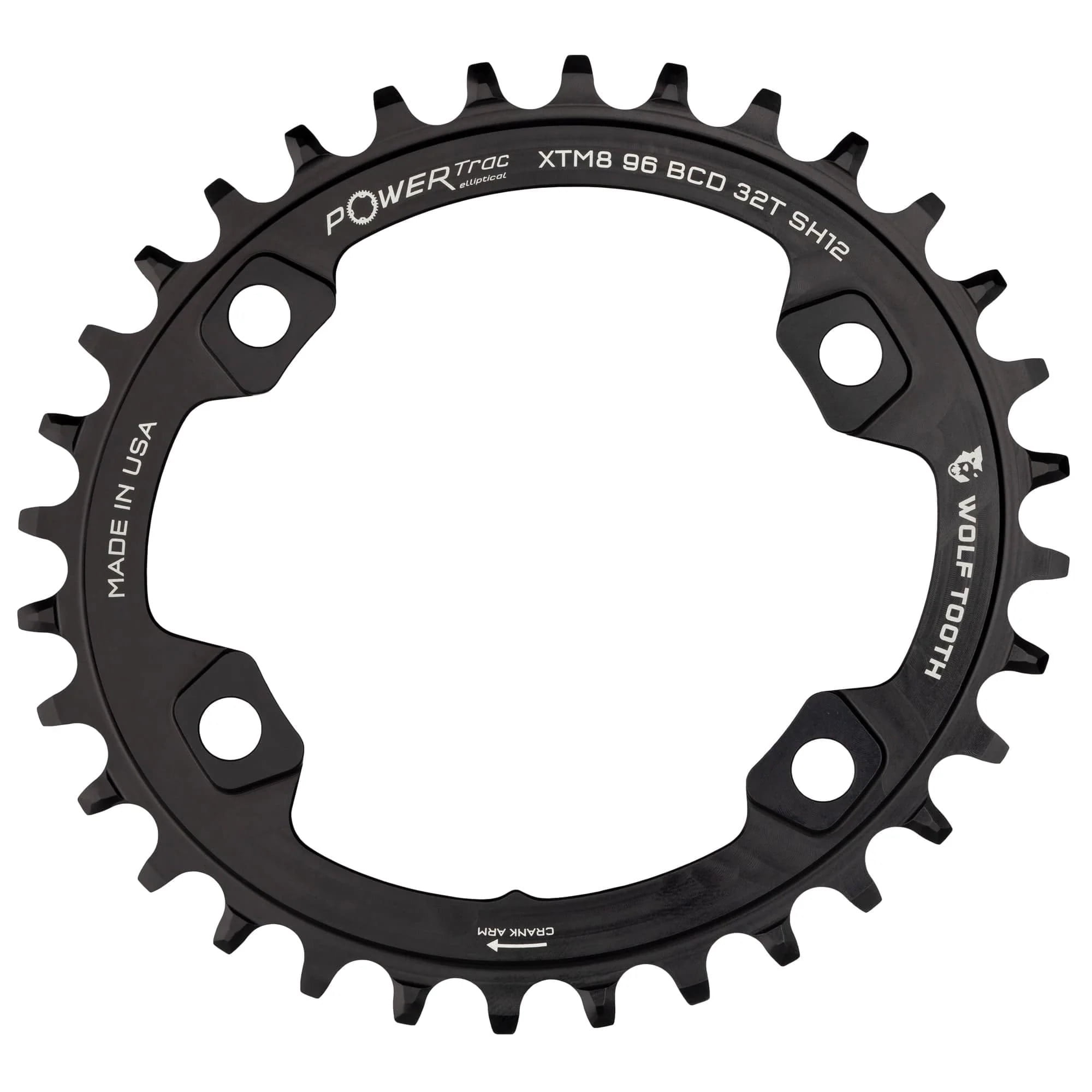 Wolf Tooth Elliptical 96 BCD Chainring - 32t 96 Asymmetric BCD 4-Bolt ...