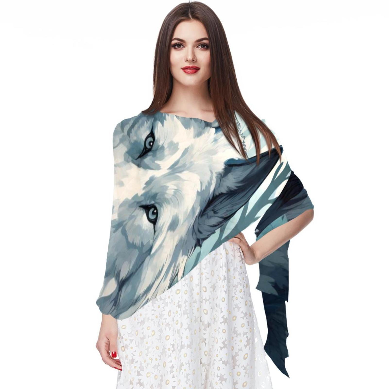 Wolf Translucent Chiffon Yarn Silk Scarf - Light Breathable Material ...
