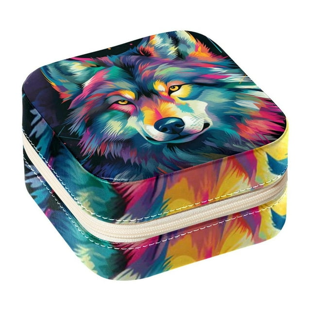 Wolf Travel Portable Square Jewelry Boxes Display Case - Travel ...