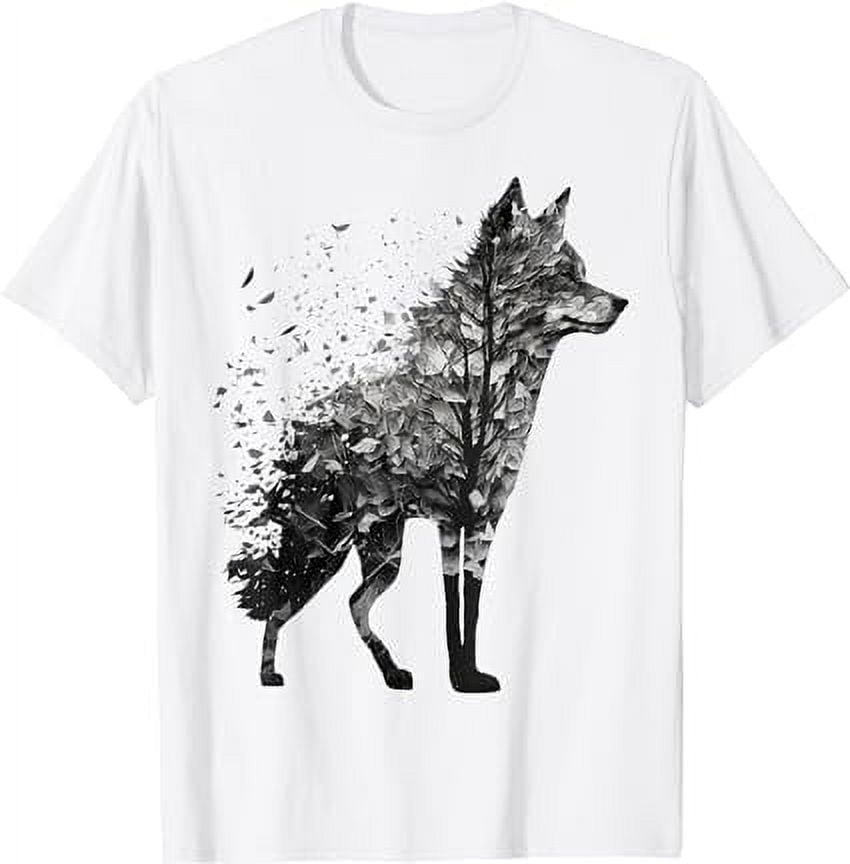 Wolf Tree Decay Drawing Animal Print Art Wolf T-Shirt - Walmart.com