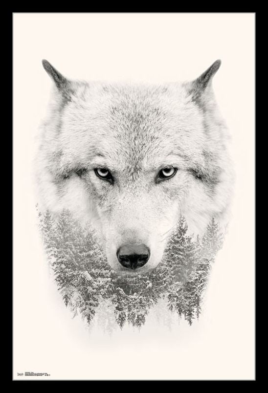 Wolf - Trees Laminated & Framed Poster Print (22 x 34) - Walmart.com