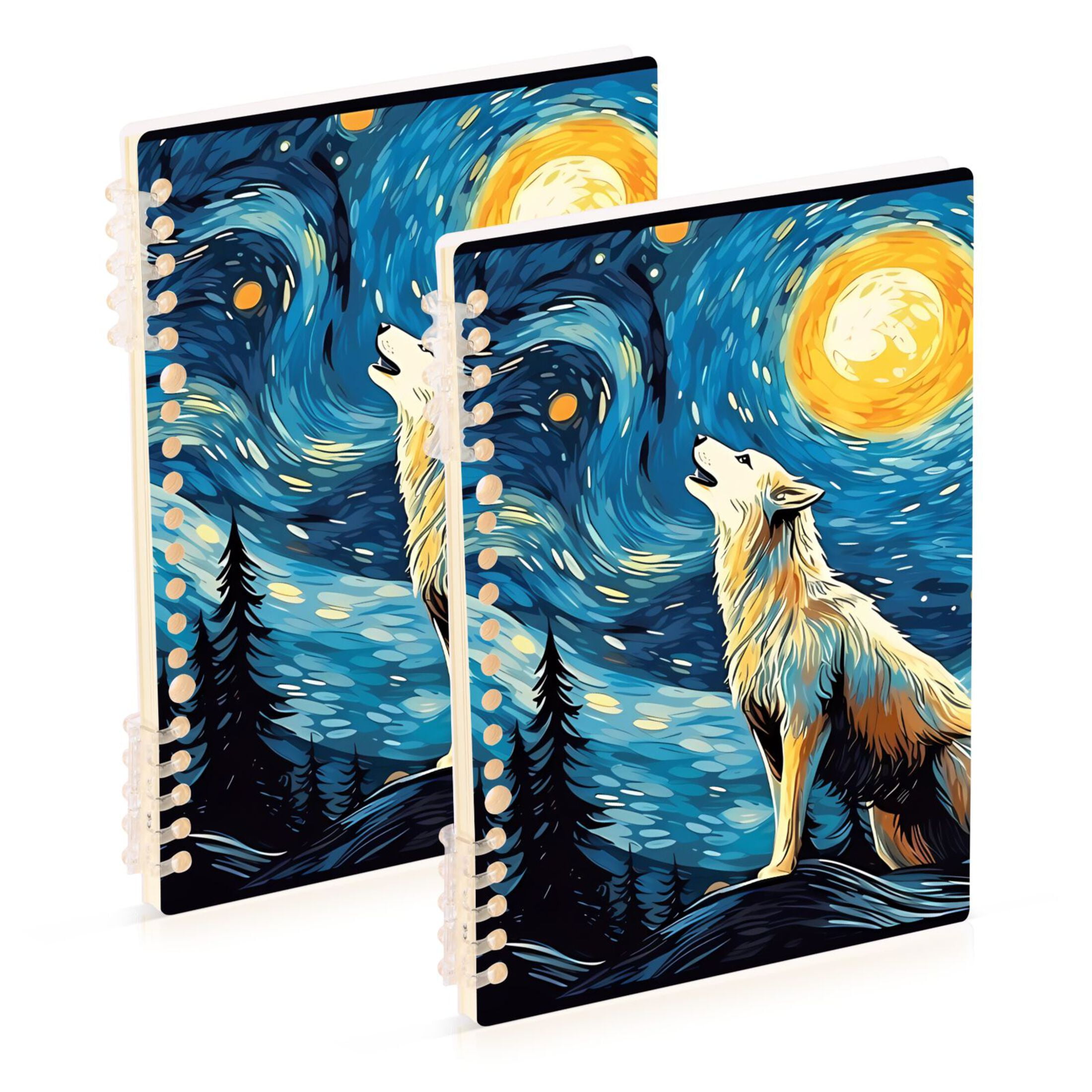 Wolf Trees Starry Sky Ring Binder Notebook Journey Note Diary College ...
