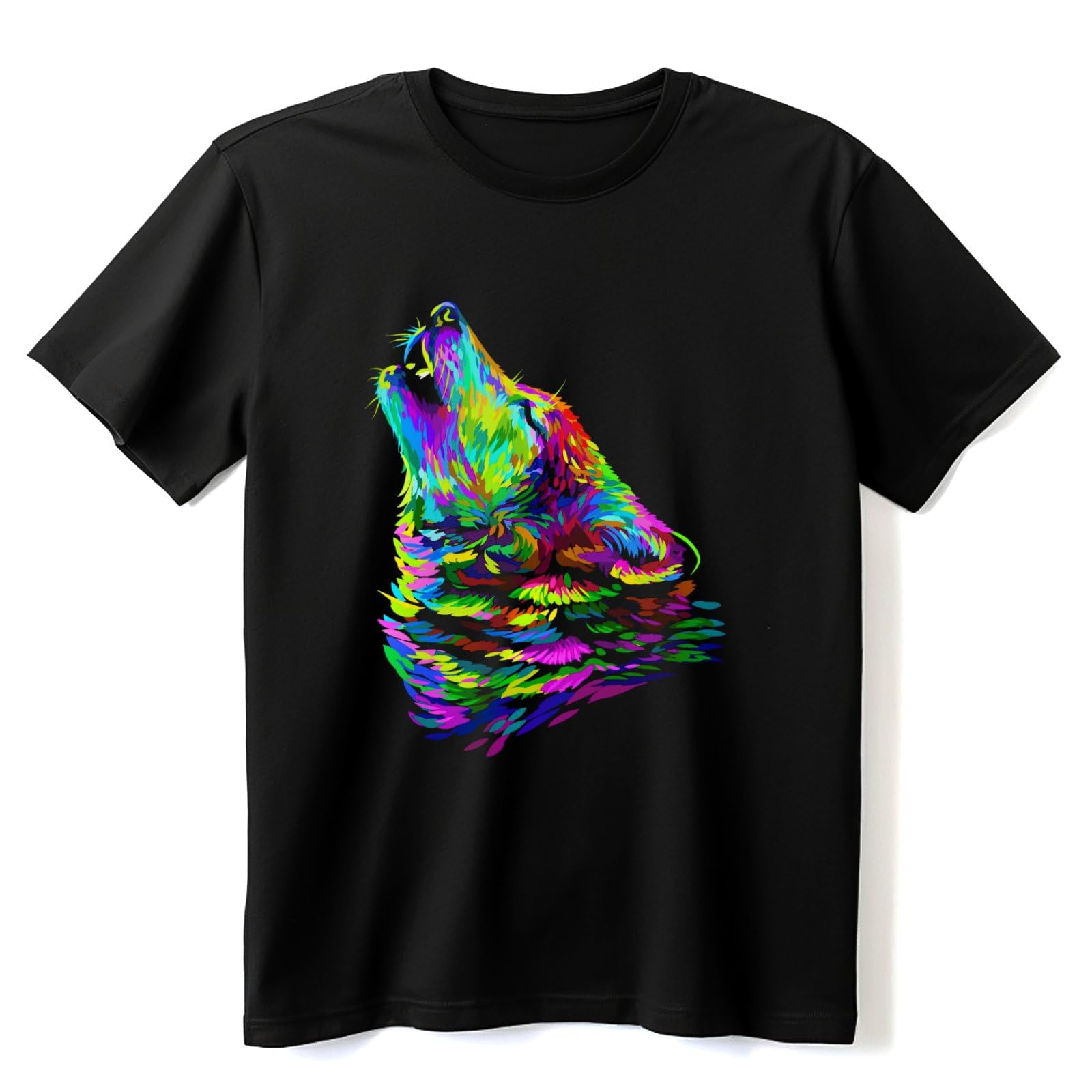 Wolf Tshirts for Mens Trendy tee Mens Short Sleeve AllBlack tee Shirts ...