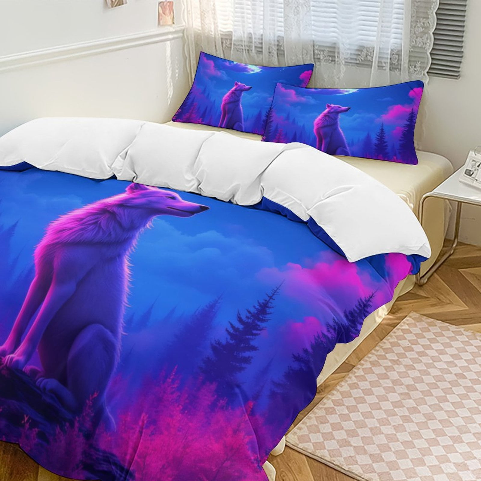Wolf Under Moonlit Forest 3D Duvet Cover Set Quilt Cover Theme of Kid ...