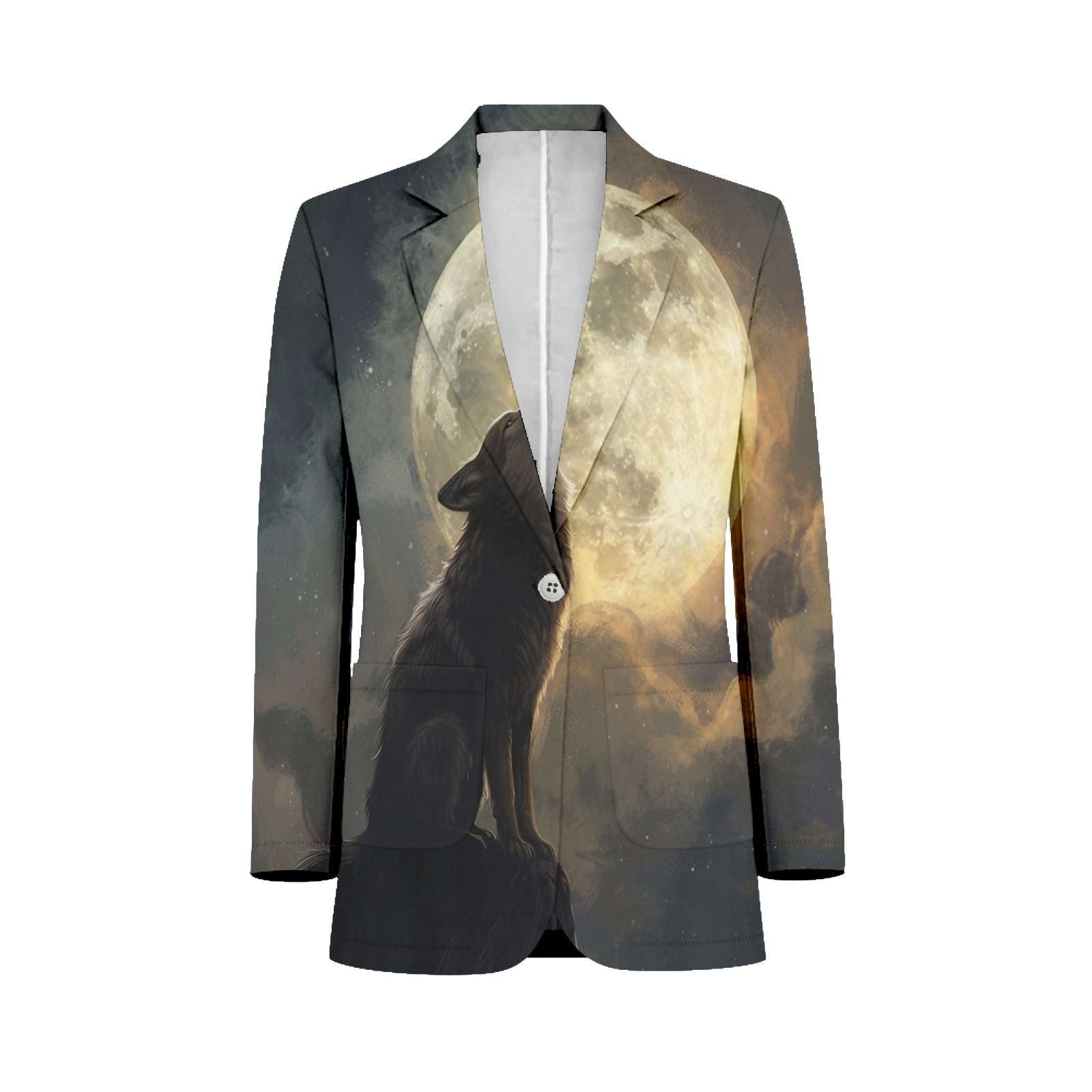 Wolf Under The Moon Customized Men's Suits full man Shawl Collar ...