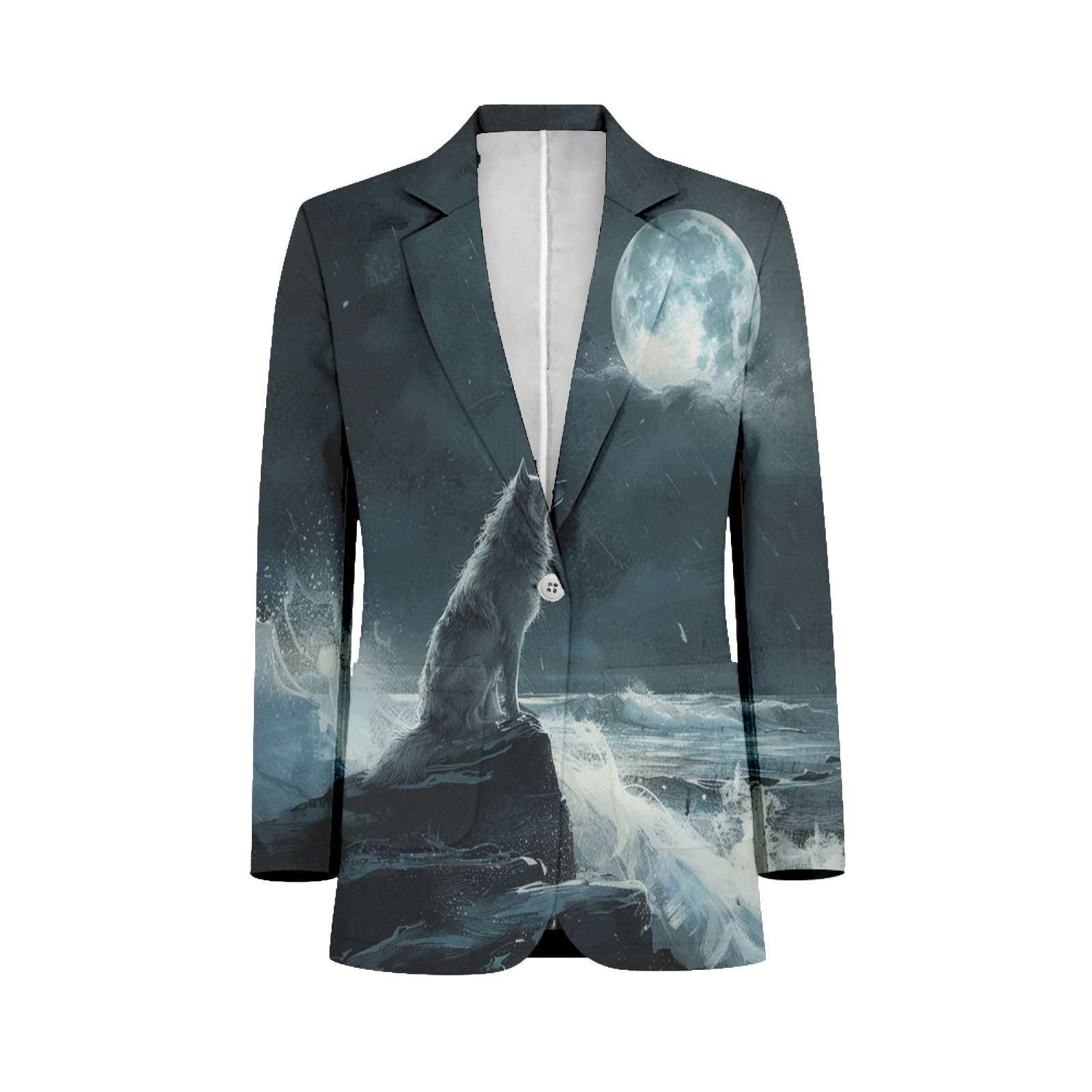 Wolf Under The Moon Customized Men's Suits full man Shawl Collar ...