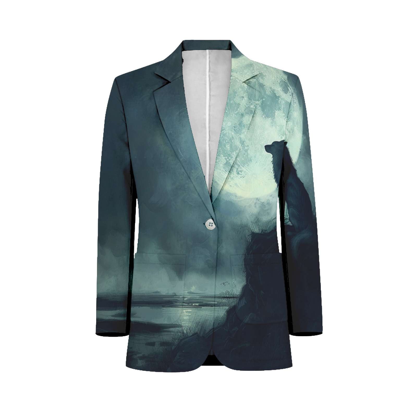 Wolf Under The Moon Customized Men's Suits full man Shawl Collar ...