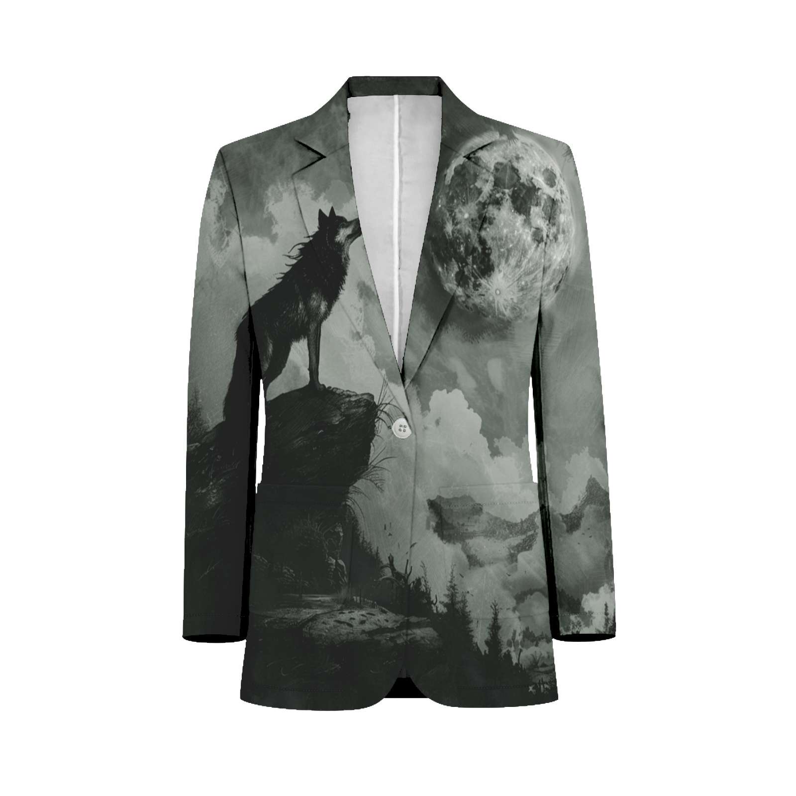 Wolf Under The Moon Mens Suits Shawl Collar Slim Fit Suit Mens Groom ...