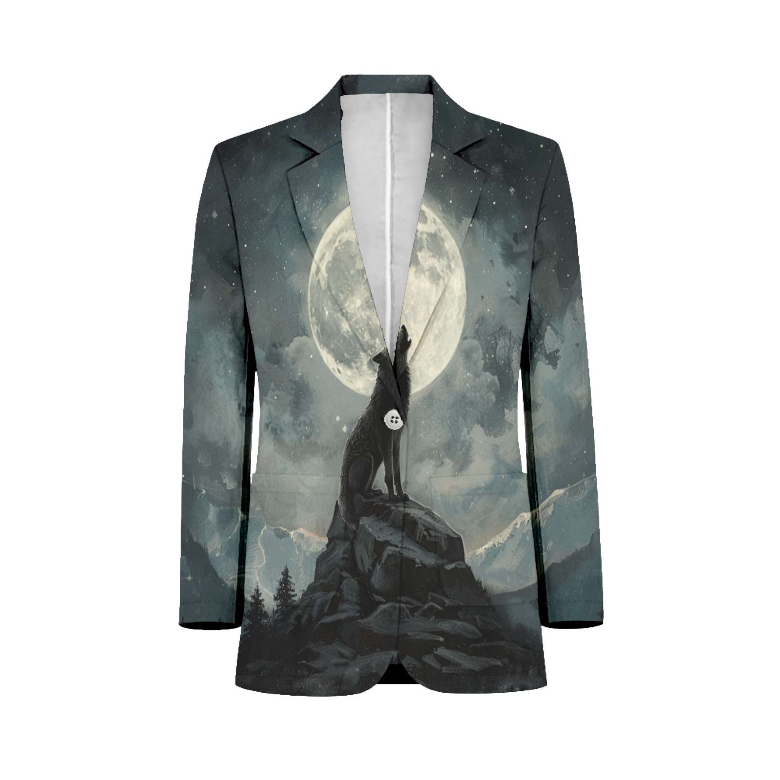 Wolf Under The Moon Mens Suits Shawl Collar Slim Fit Suit Mens Groom ...