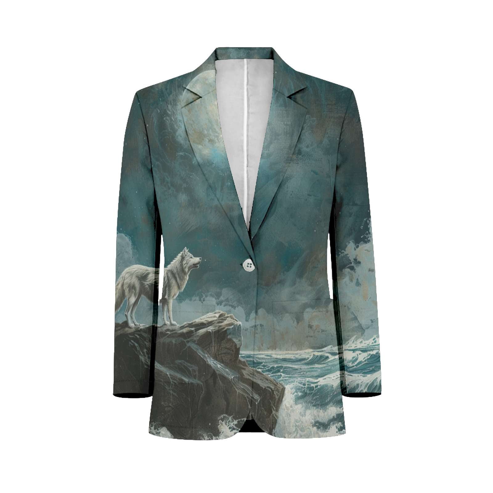 Wolf Under The Moon Mens Suits Shawl Collar Slim Fit Suit Mens Groom ...