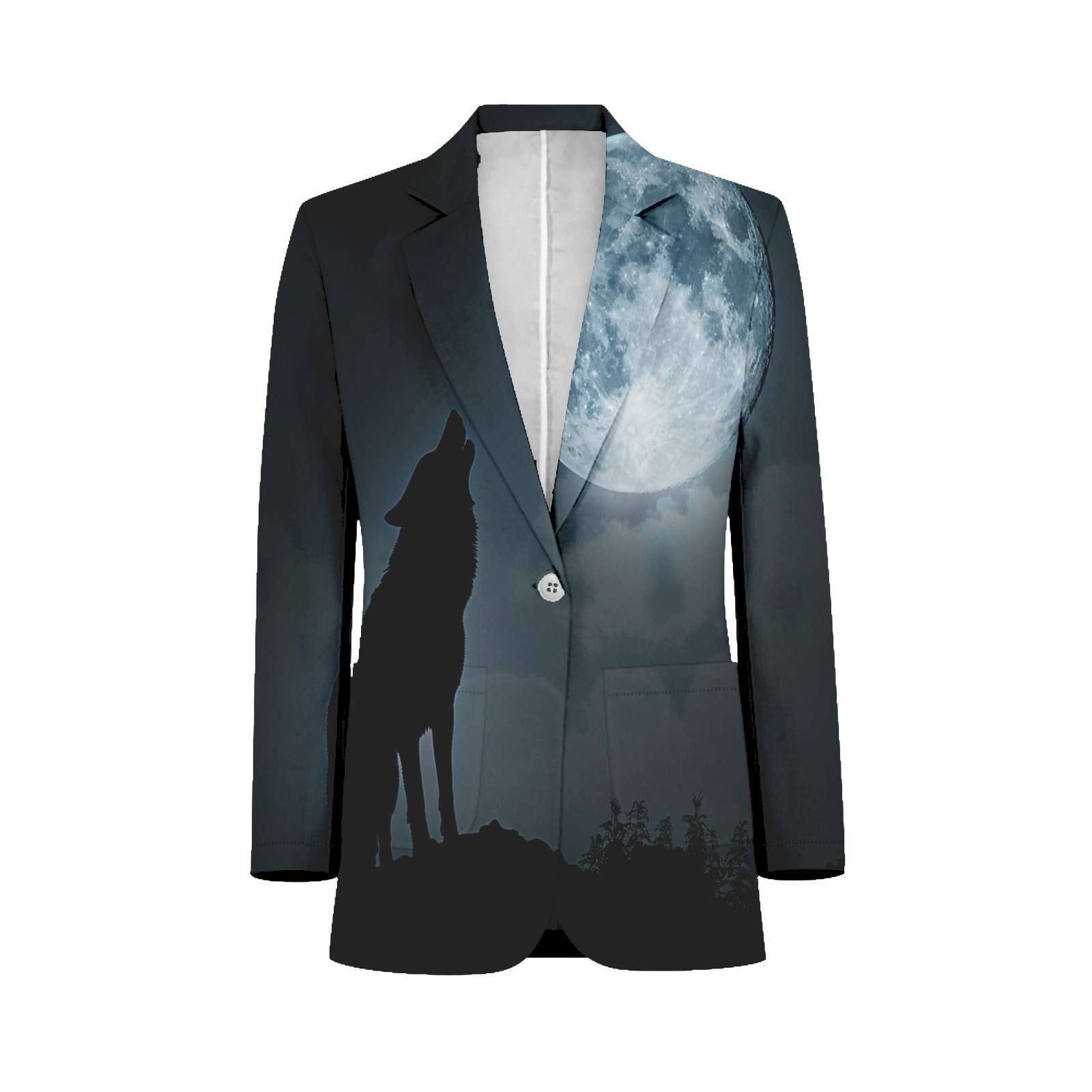 Wolf Under The Moon Mens Suits Shawl Collar Slim Fit Suit Mens Groom ...