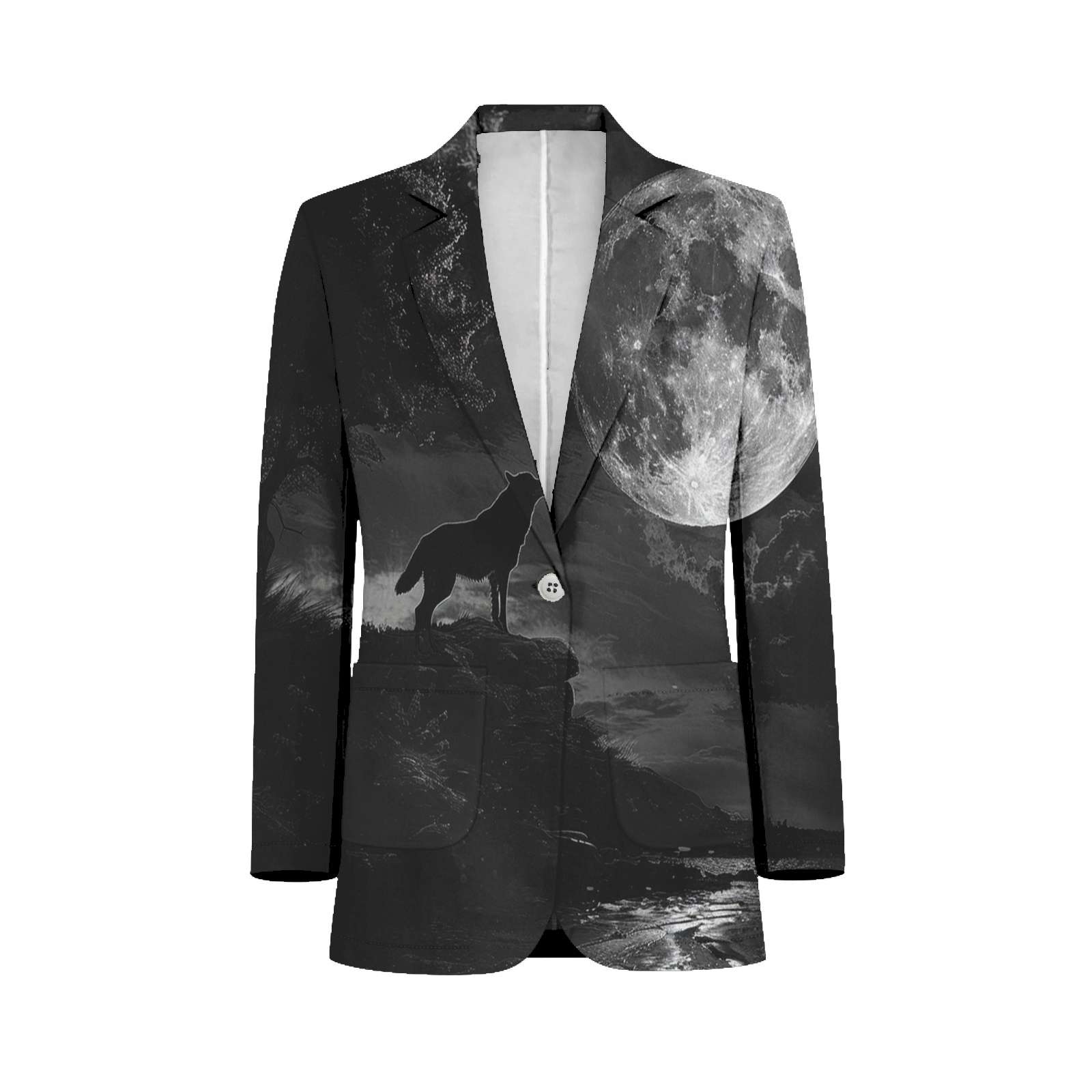 Wolf Under The Moon Mens Suits Shawl Collar Slim Fit Suit Mens Groom ...