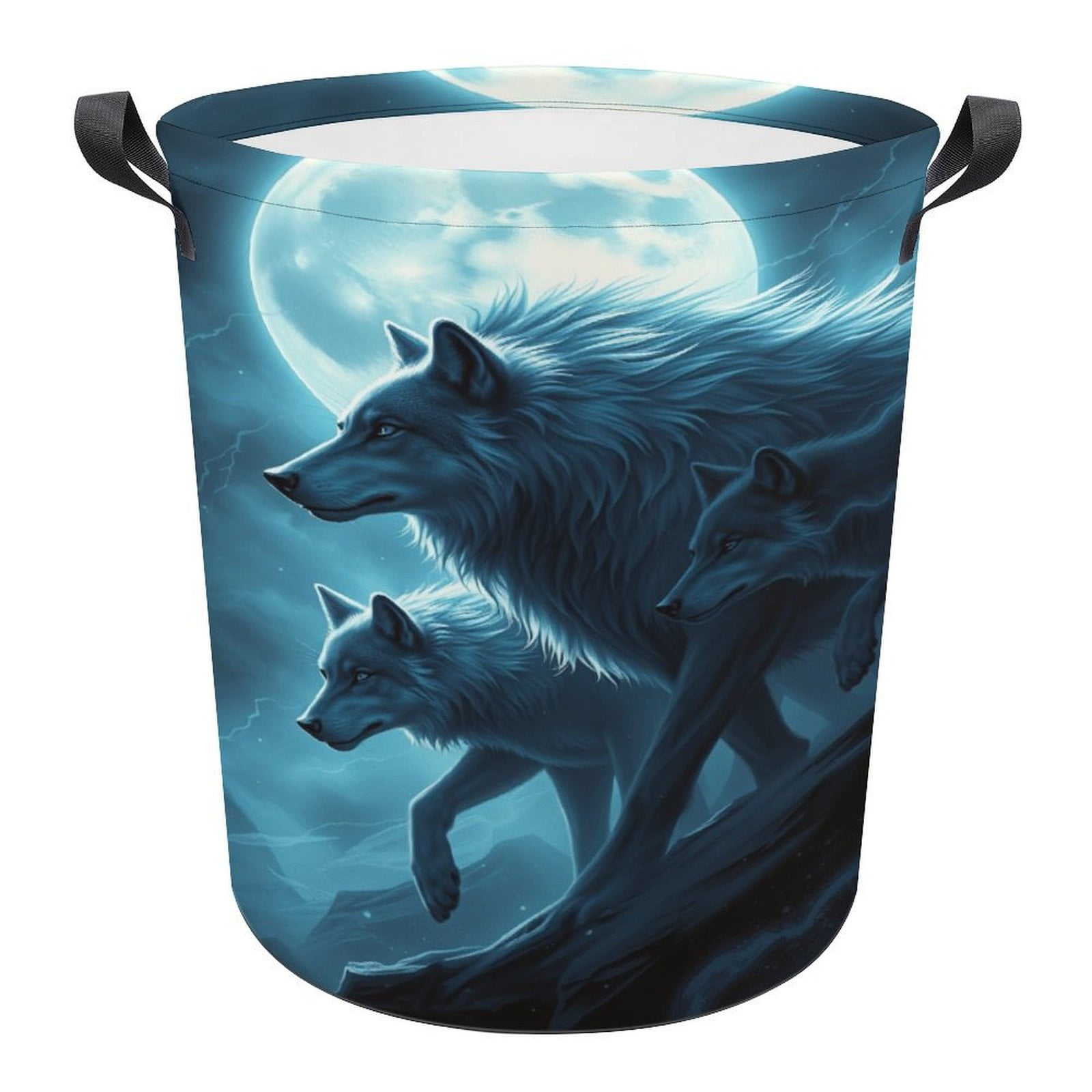 Wolf Under The Moonlight Laundry Basket Foldable Physical Culture ...