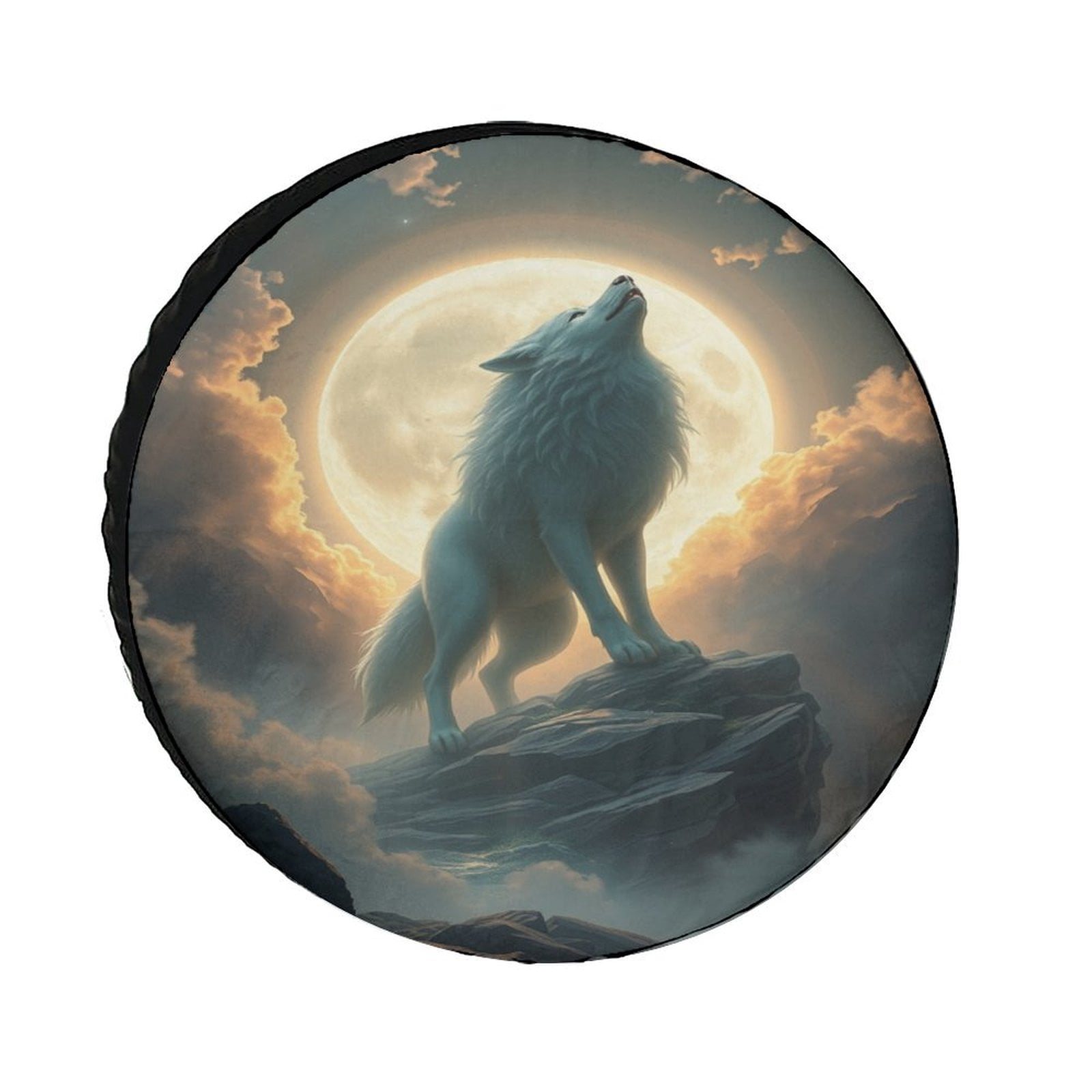 Wolf Under The Moonlight Spare Tire Cover Universal Waterproof Dust ...
