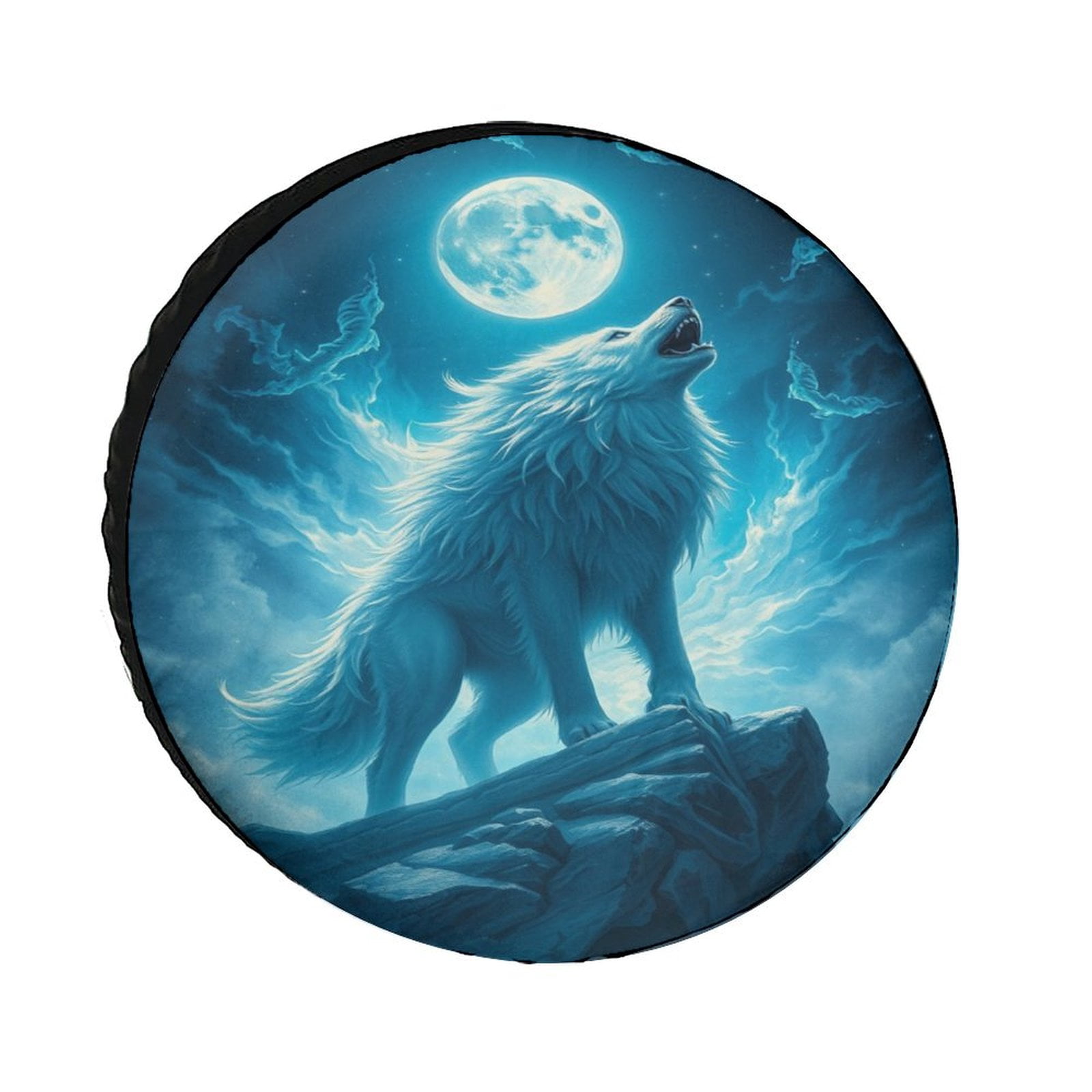 Wolf Under The Moonlight Spare Tire Cover Universal Wheel Tire ...