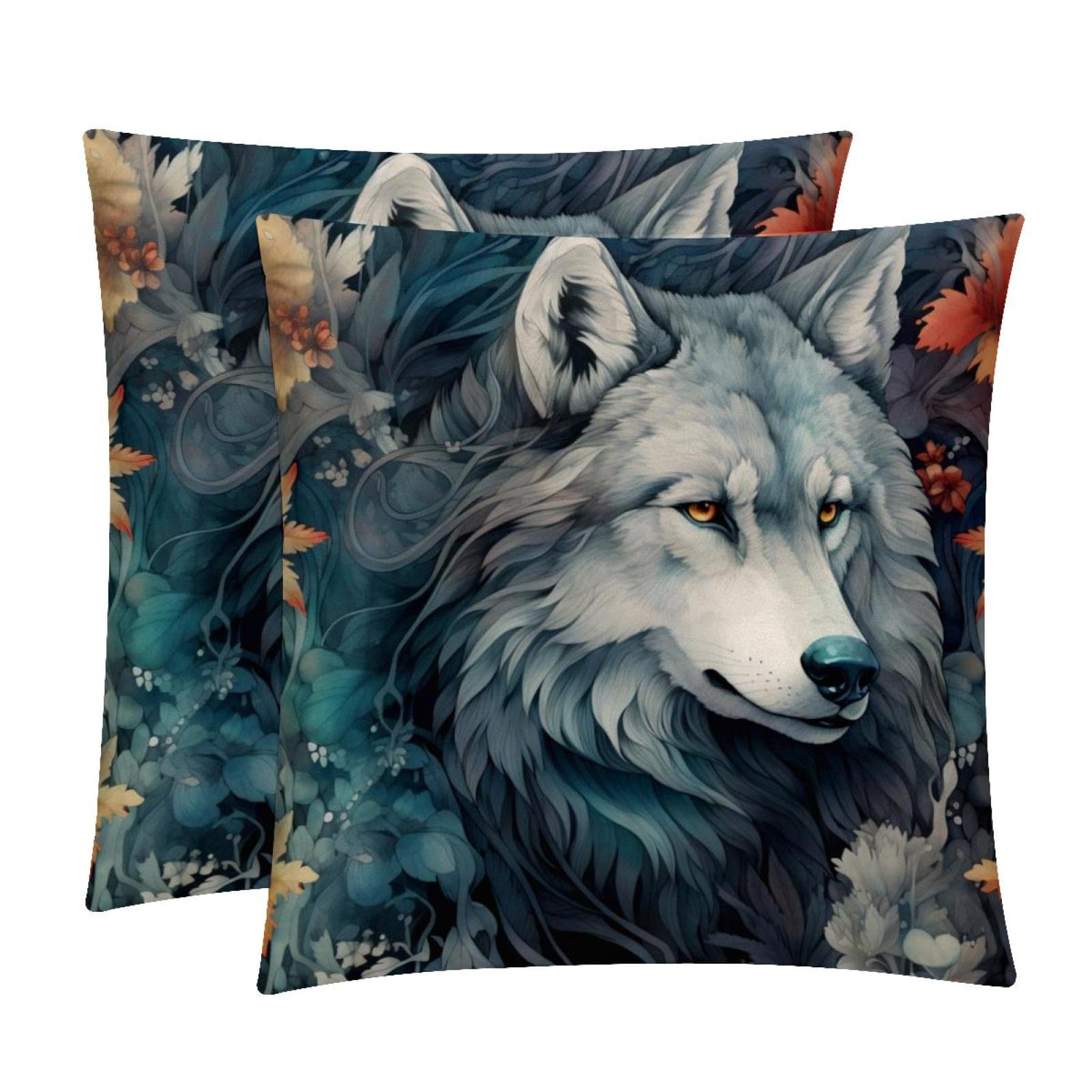 Wolf Velvet Bed Pillow Throw Covers Pillow Inserts Throw Pillows with ...