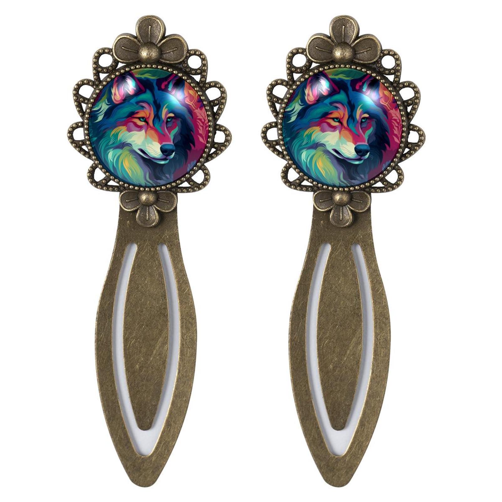 Wolf Vintage Copper-Colored Lace Bookmarks - Stainless Steel Book ...