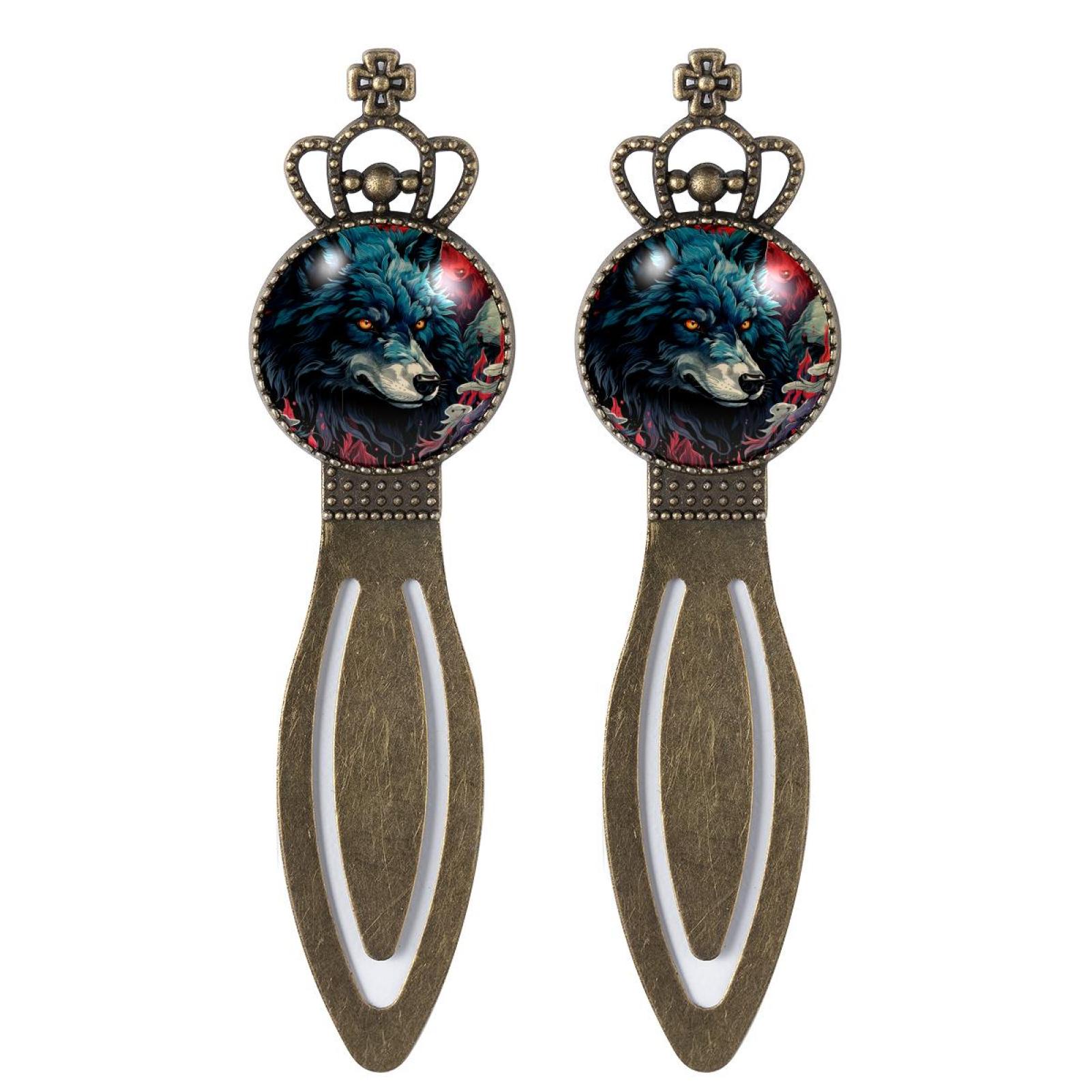 Wolf Vintage Copper Crown-Shaped Bookmarks Made of Stainless Steel ...