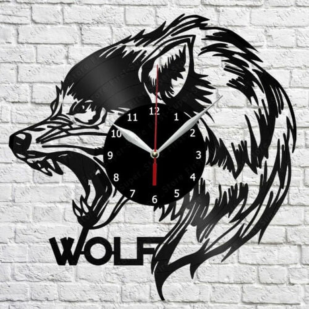 Wolf Vinyl Clock Record Wall Clock Decor Fan Art Home Vintage Wall Art ...