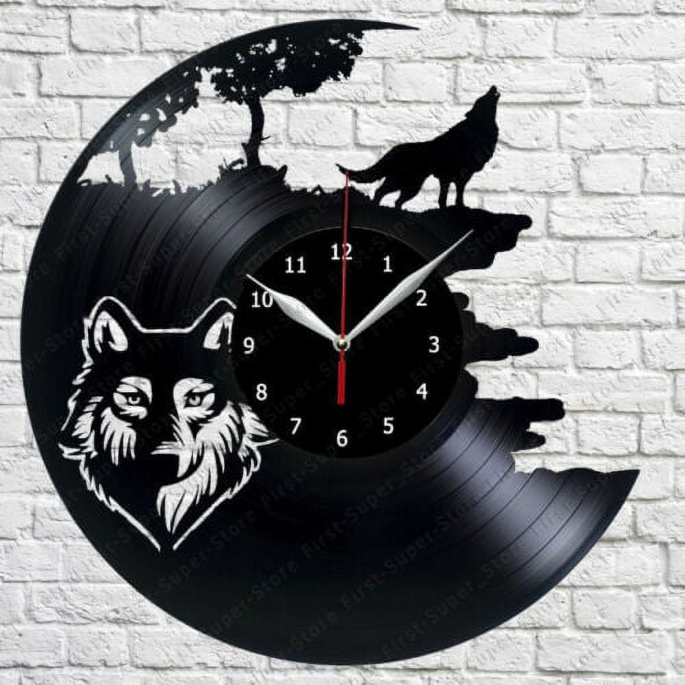 Wolf Vinyl Record Wall Clock Decor Art Home Vintage Wall Art Design ...