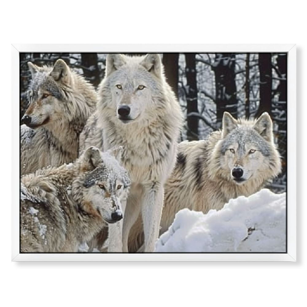 Wolf Wall Art Modern Wild Animal Wolves in Winter Forest Gray White ...