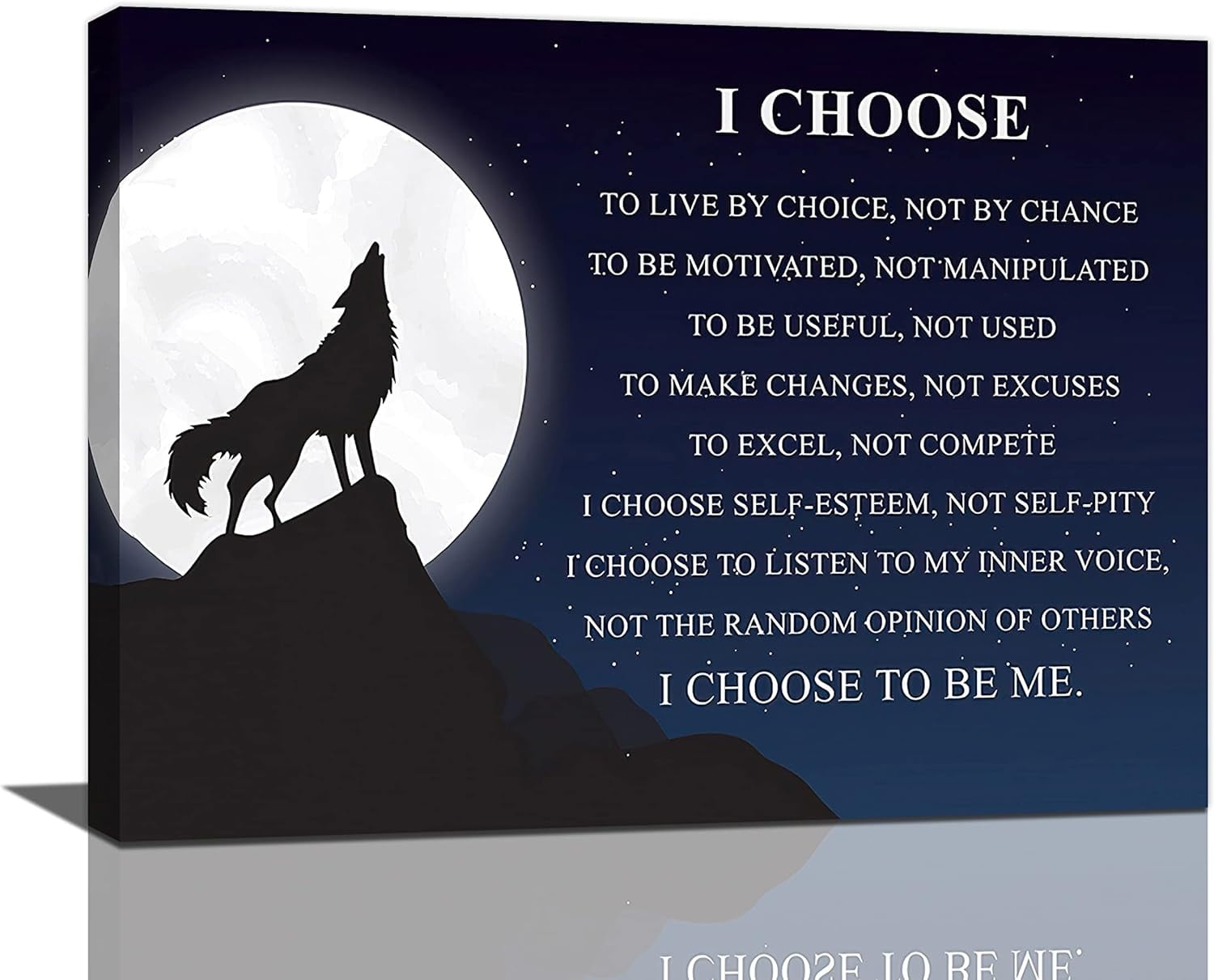 Wolf Wall Art Wolf And Moon Motivational Canvas Wall Decor I Choose ...