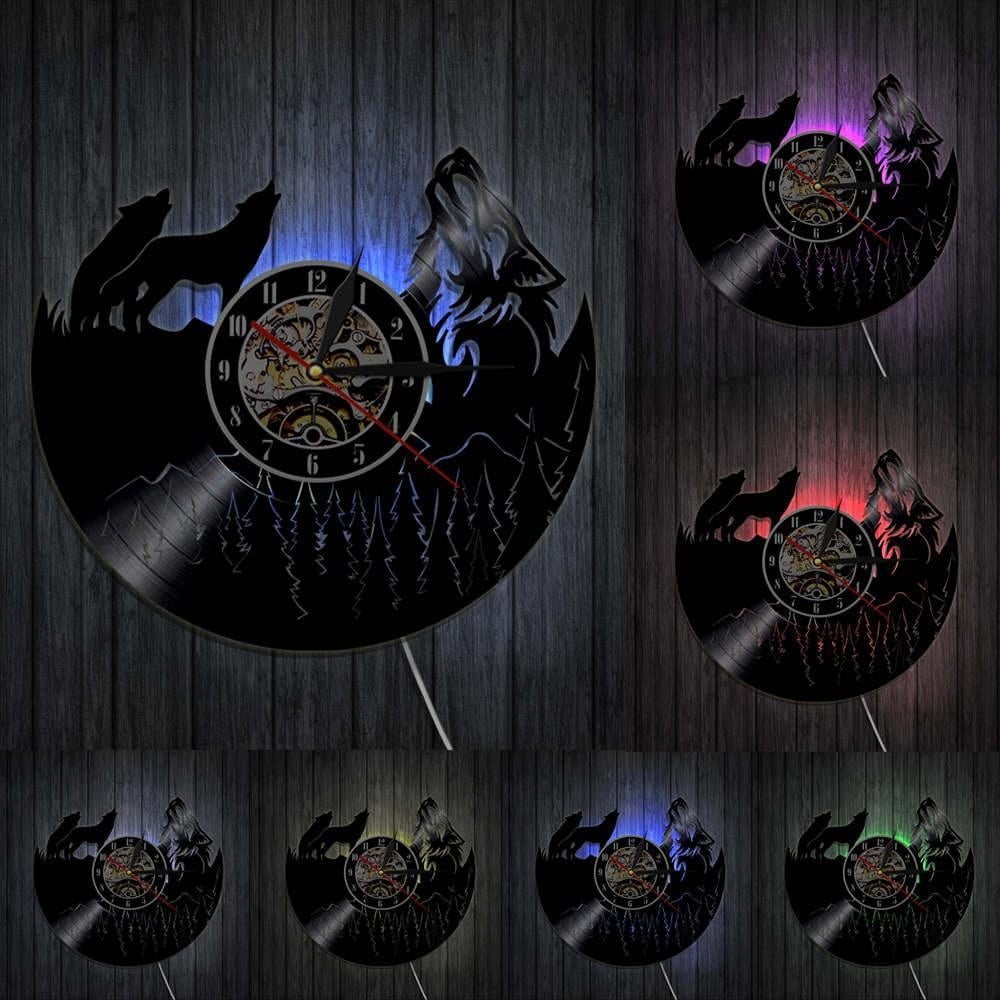 Wolf Wall Clock Howling Wolf Wall Art Decorative Clock Modern Wolf ...