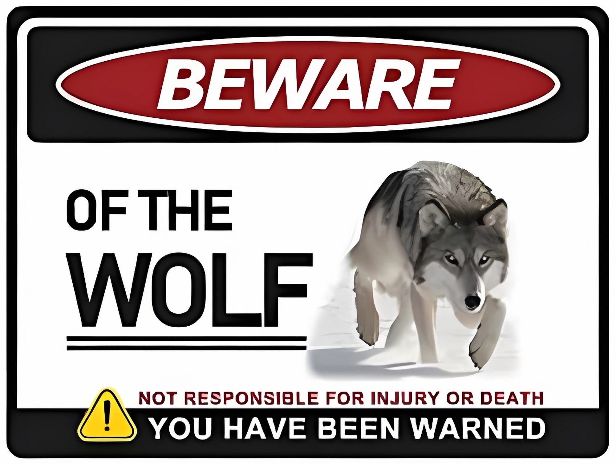 Wolf Warning Beware of Wolf Metal Sign - 12×8 Inches, Home Outdoor Yard ...