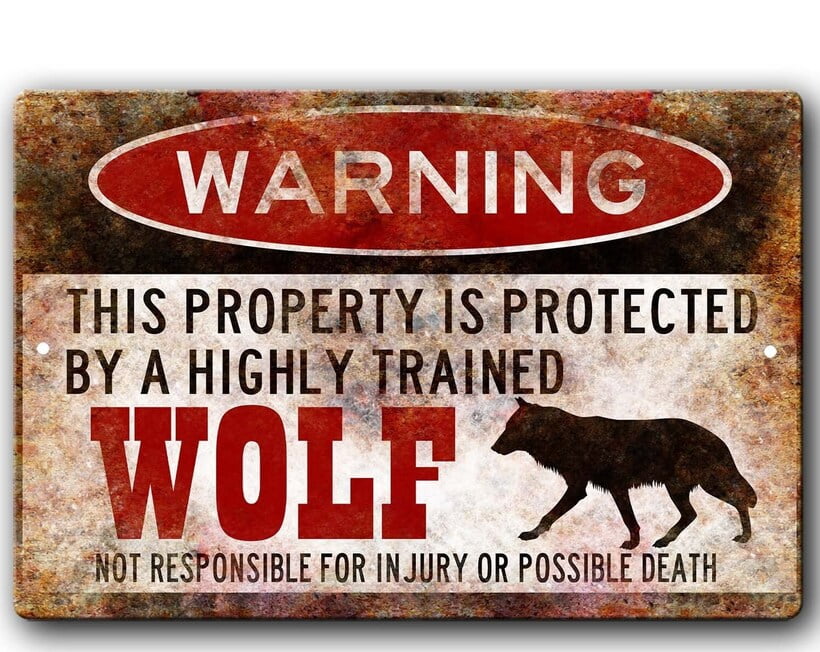 Wolf Warning Sign Wolf Lover Gift Cabin Yard Décor Wolfdog Sign Country ...
