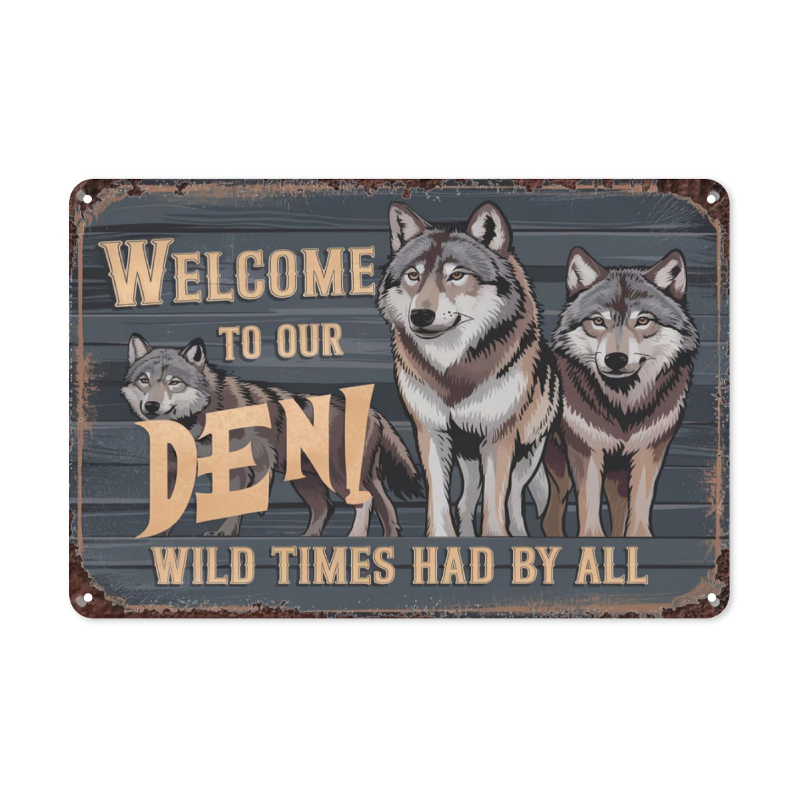 Wolf Welcome to Our Den Vintage Tin Sign, 8X12 Inch Retro Metal Wall ...