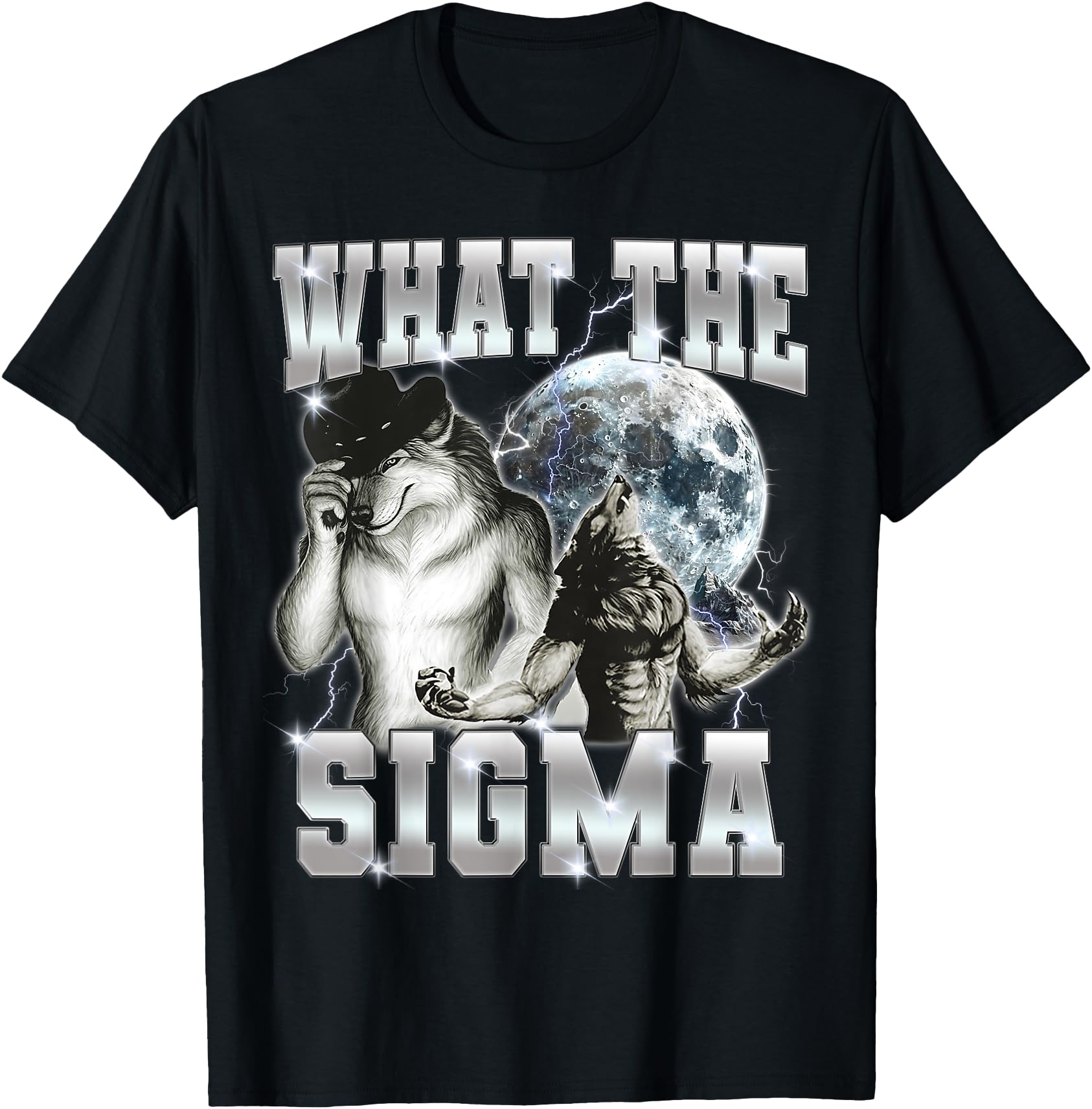 Wolf What The Sigma Shirt Funny Alpha Wolf Meme T-Shirt,Royal Blue ...