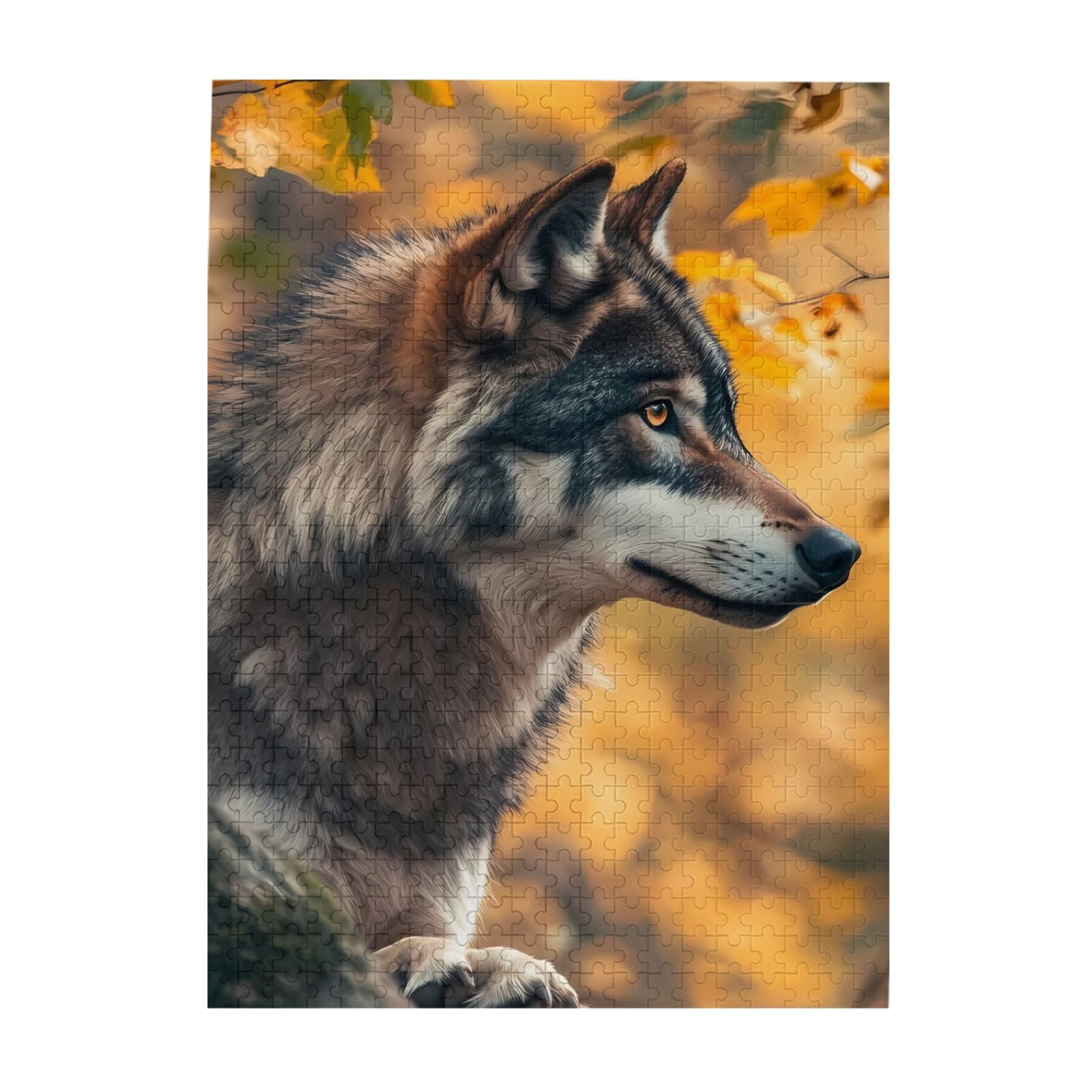 Wolf Wildlife Autumn Forest 500-Piece Wooden Jigsaw Puzzle for Adults ...