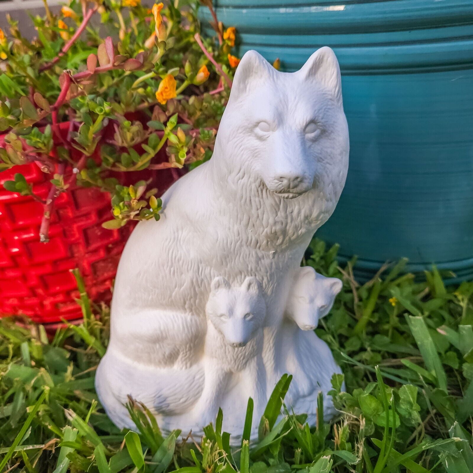 Wolf With Cubs 8 3/4" IN STOCK Ceramic Bisque Ready To Paint Pottery ...