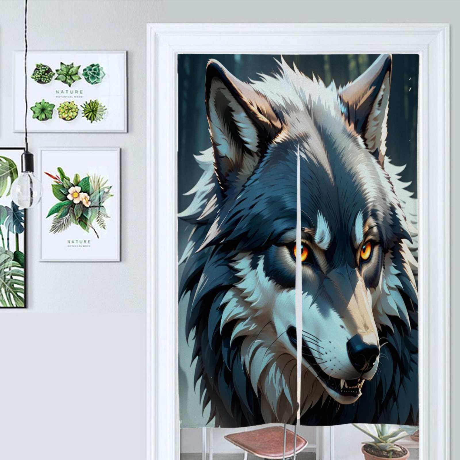 Wolf With Intense Gaze Door Curtain Nordic Living Room DoorCurtain ...