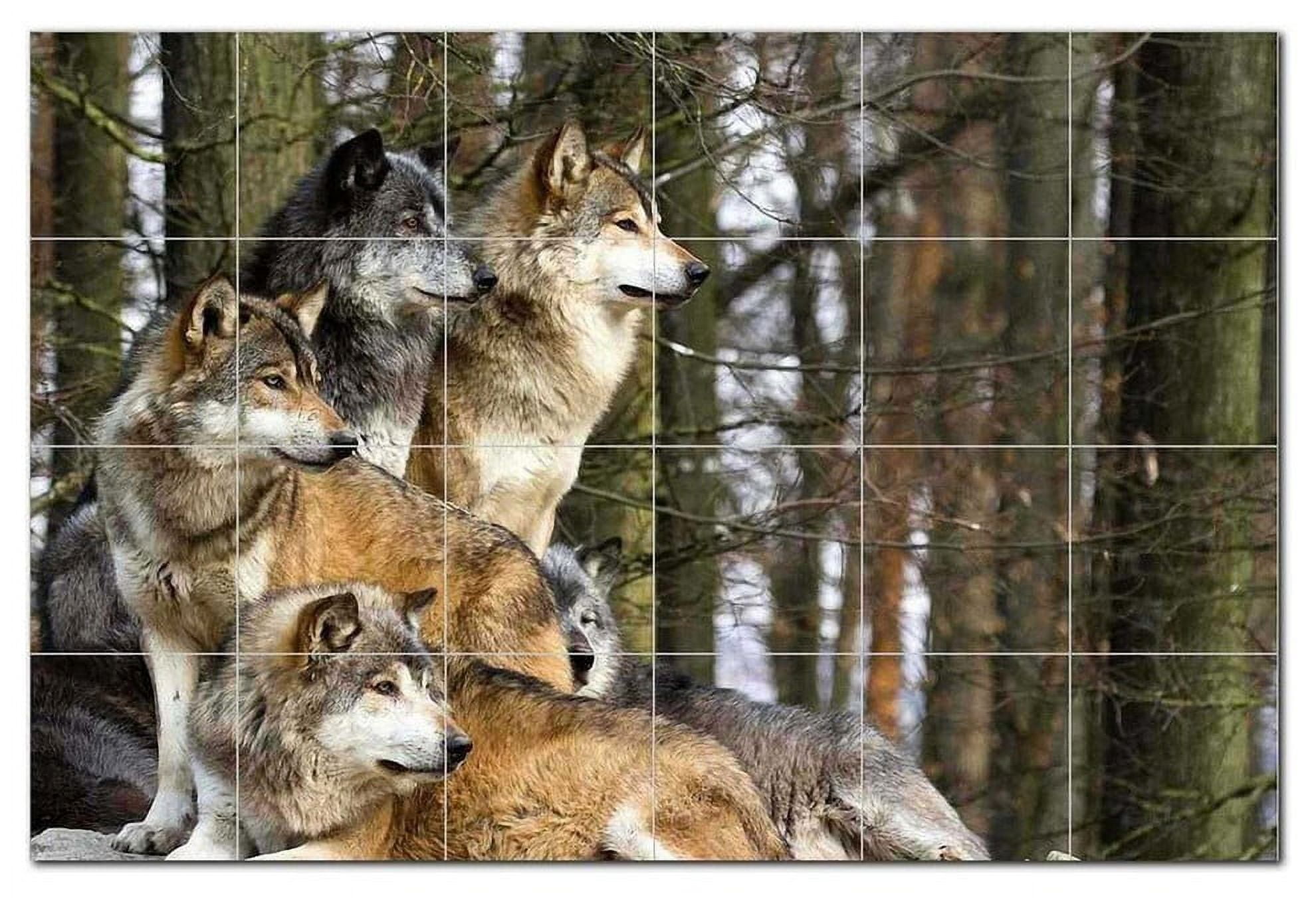 Wolf Wolves Ceramic Tile Mural Kitchen Backsplash Bathroom Shower ...