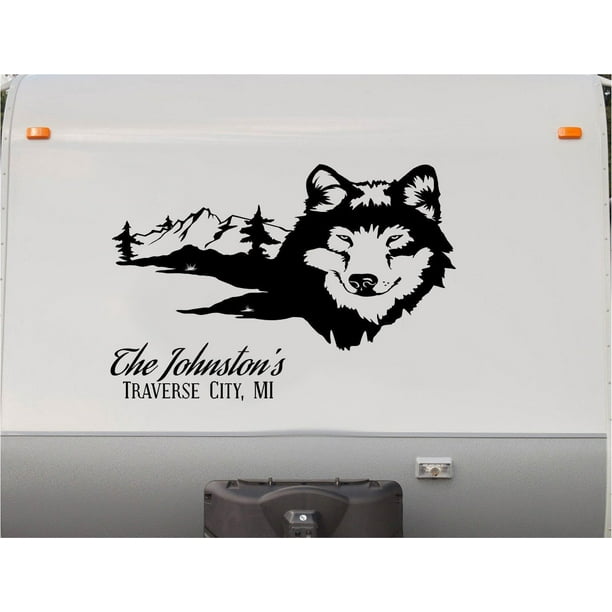 Wolf Wolves Mountains RV Camper 5th Wheel Motor Home Vinyl Decal ...