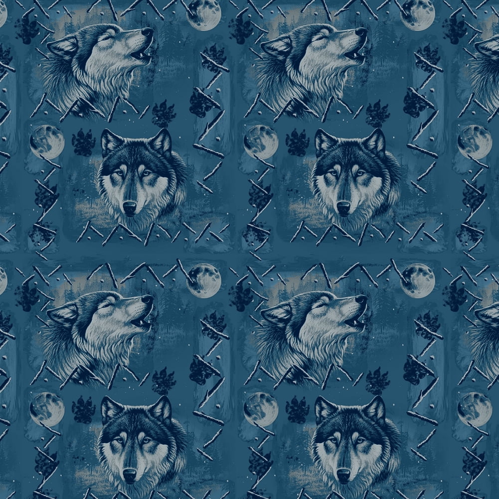 Wolf Wolves Wilderness Forest Southwestern Western Ice Blue Premium ...