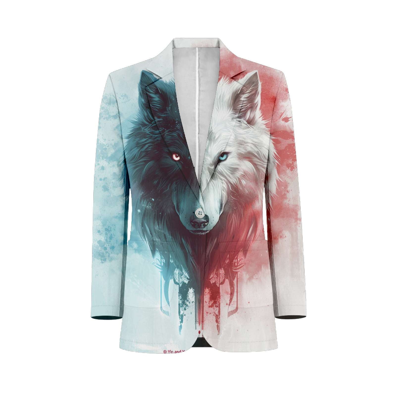 Wolf Yin Yang Art Print Customized Men's Suits full man Shawl Collar ...