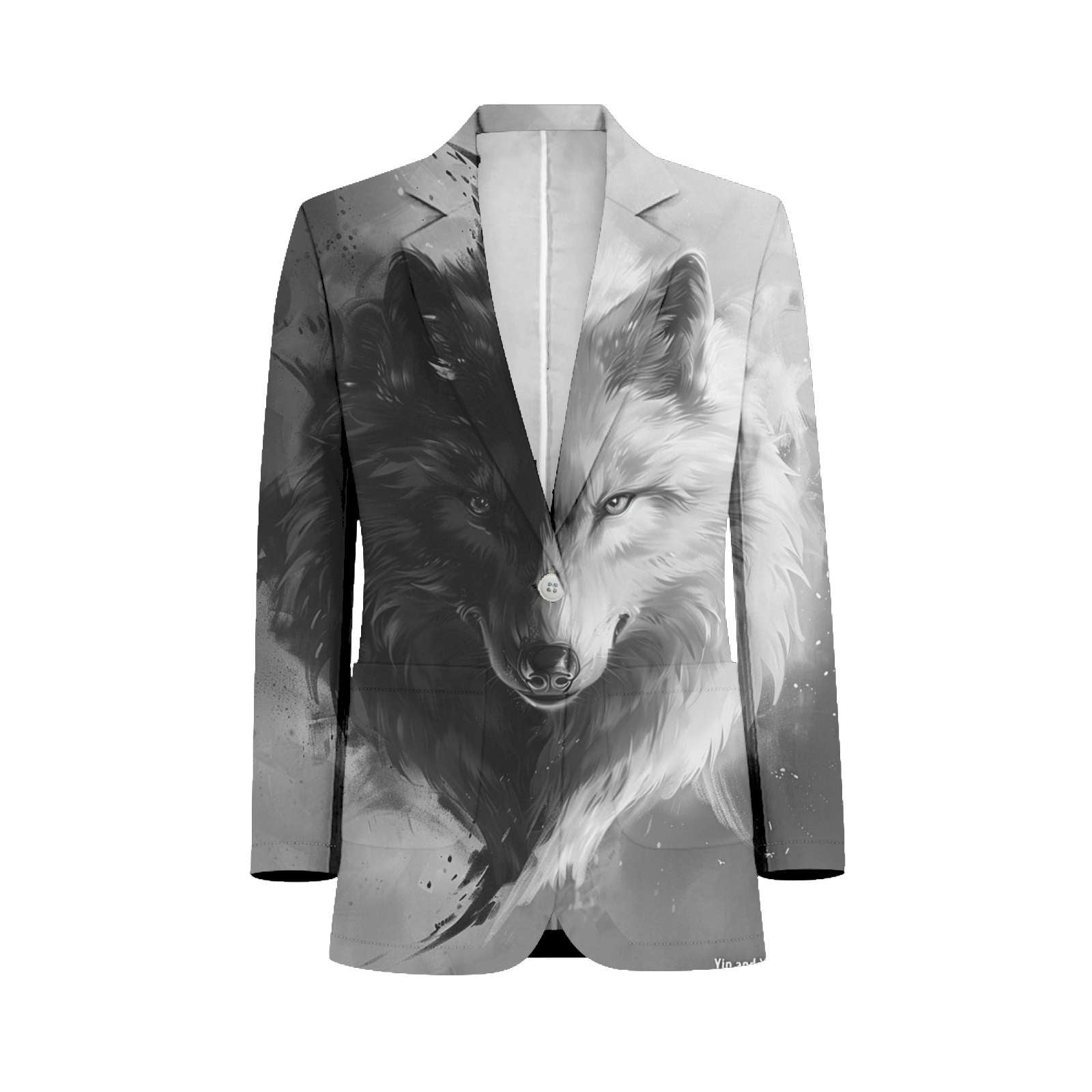 Wolf Yin Yang Art Print Customized Men's Suits full man Shawl Collar ...