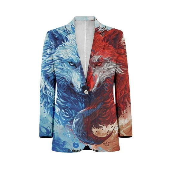 Wolf Yin Yang Art Print Men Blazers Slim Clothing Summer Jacket Man ...