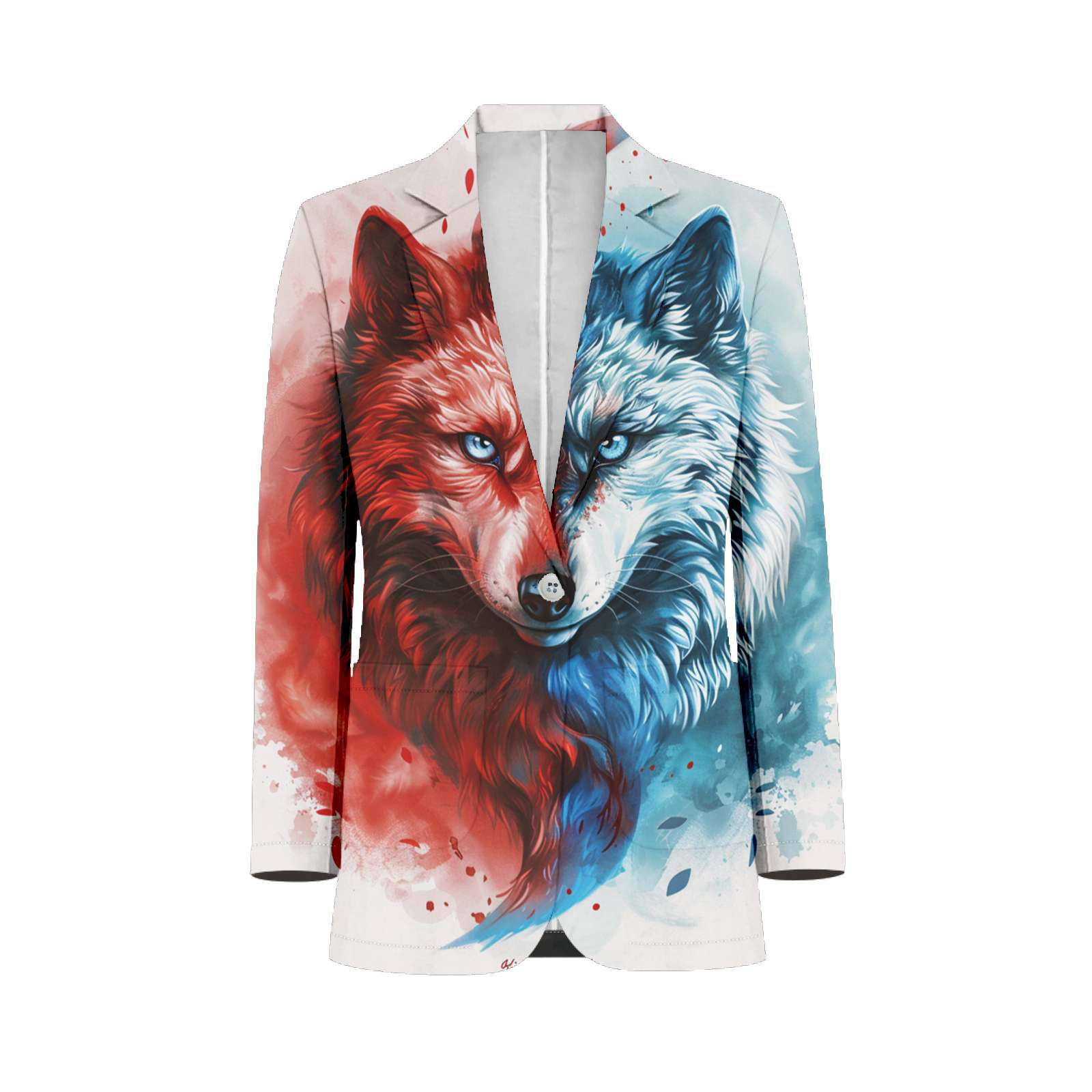 Wolf Yin Yang Art Print Men's Suit Blazer Casual Party Wear Slim Fit ...