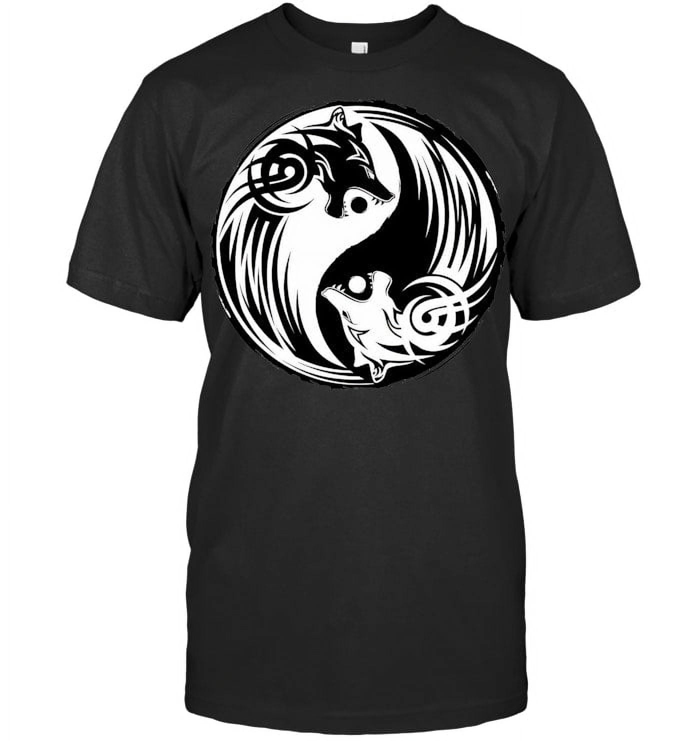 Wolf Yin Yang T Wolf Tribal Norse Viking Skol Viking T Shirt up to Size ...