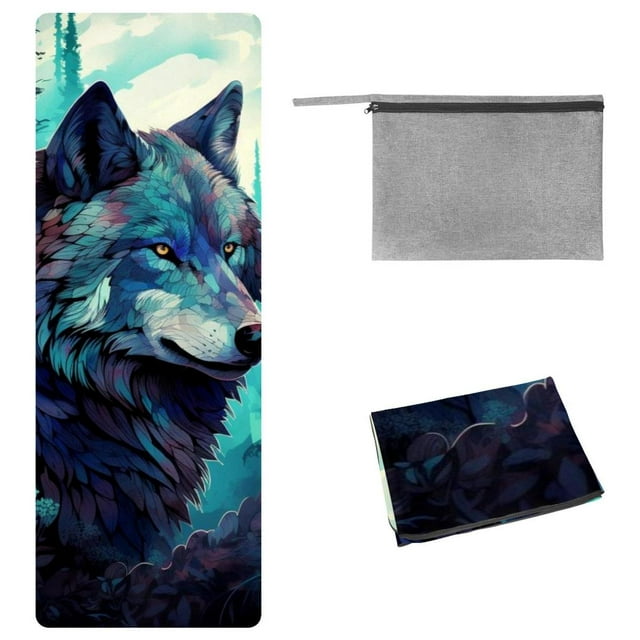 Wolf Yoga Mat Towel with Storage Bag, 72.8"x26.8", Suitable for Yoga ...